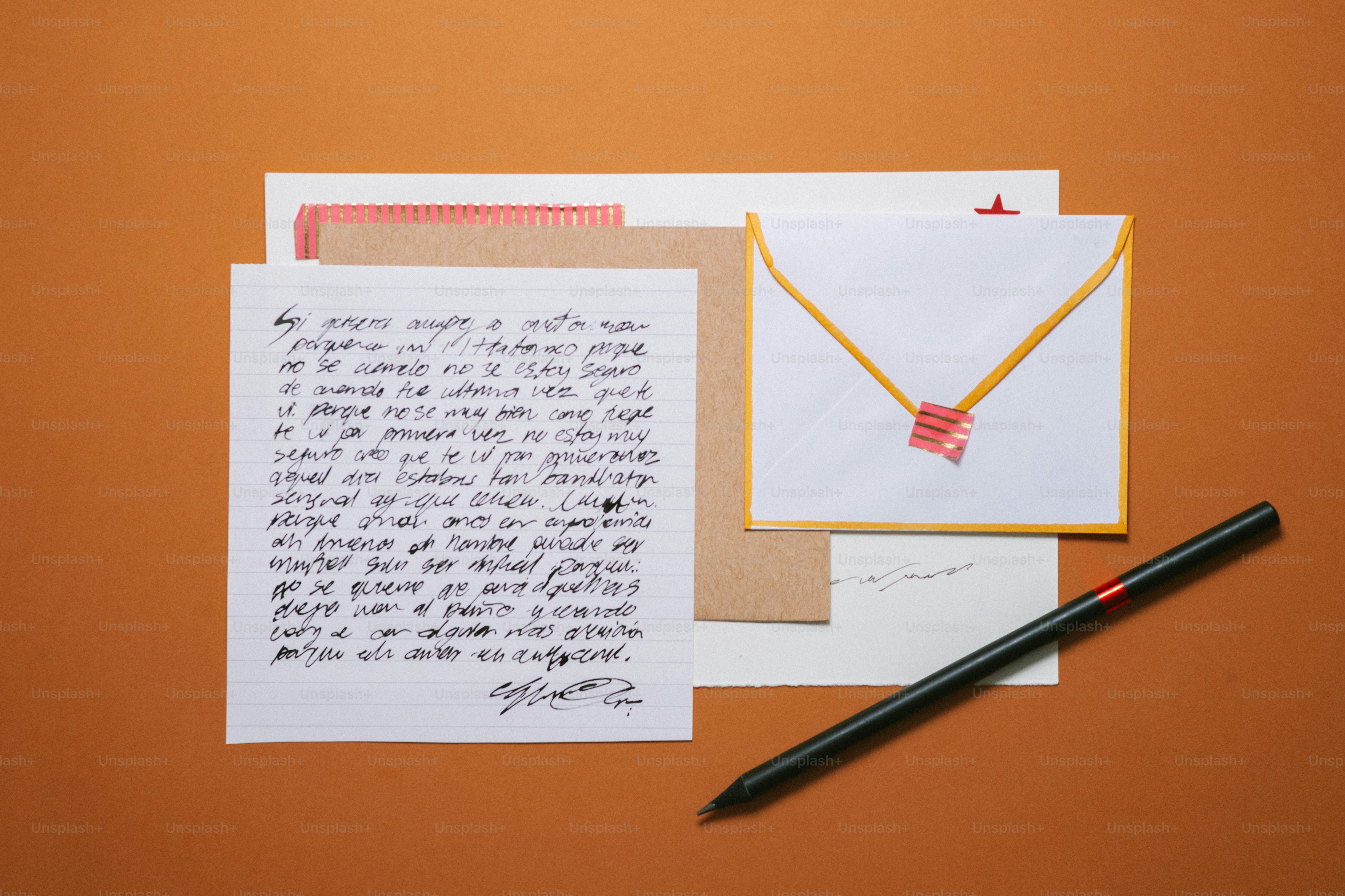A handwritten letter with a fountain pen and ribbon photo – Paper Image ...