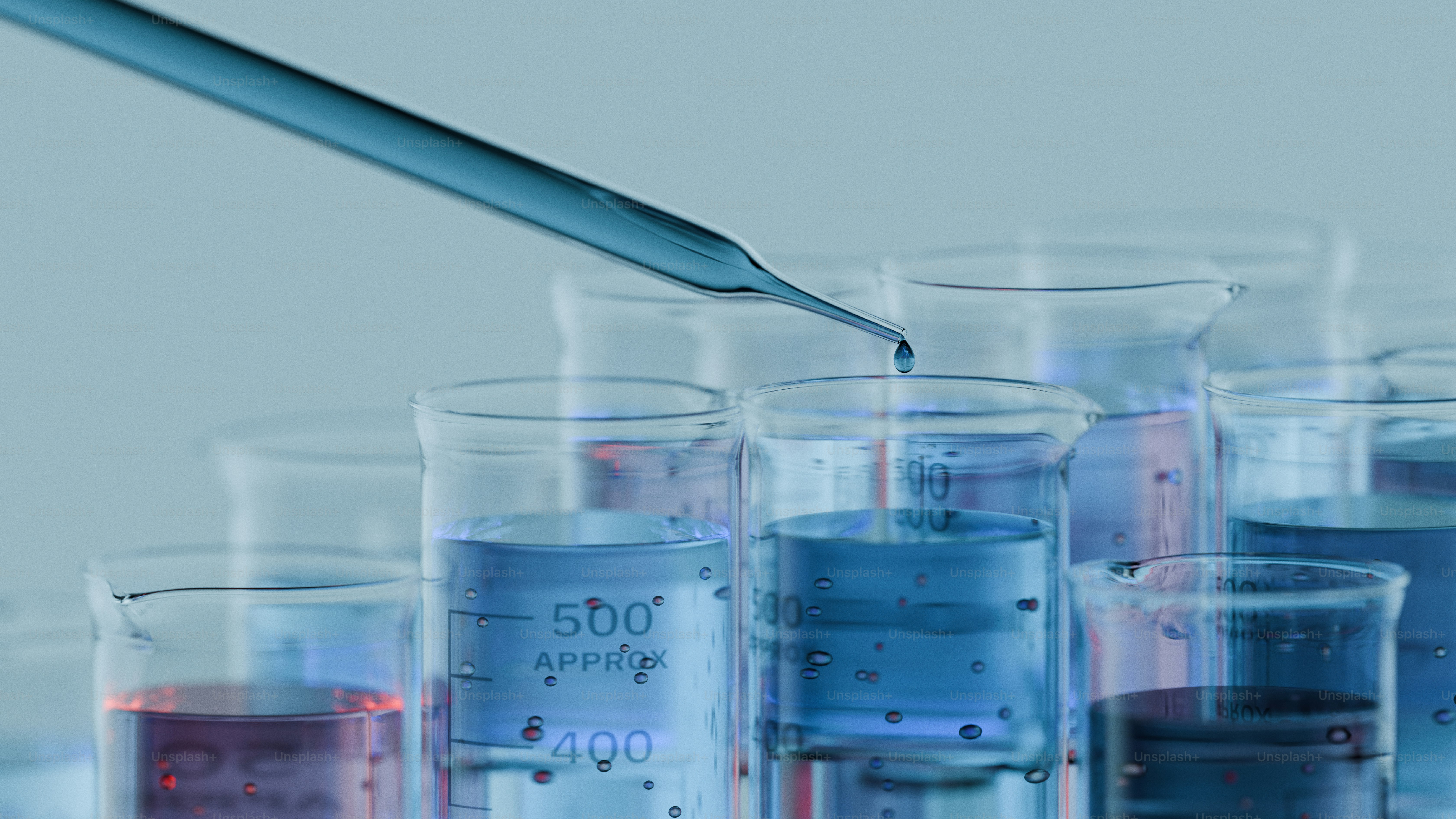 Test tubes filled with blue liquid in a laboratory. photo – Education ...