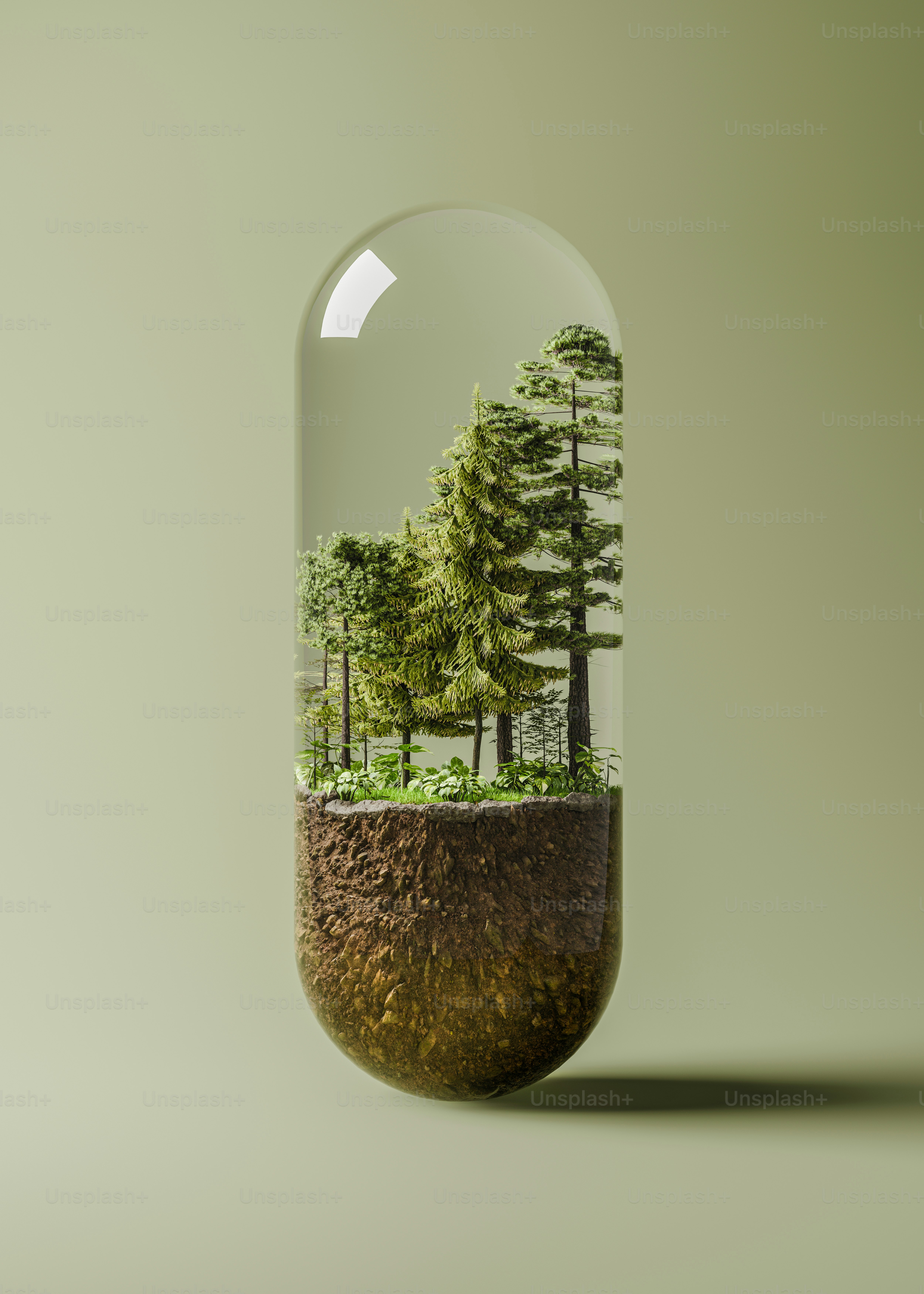 Tropical island ecosystem inside a transparent capsule. photo – Green ...