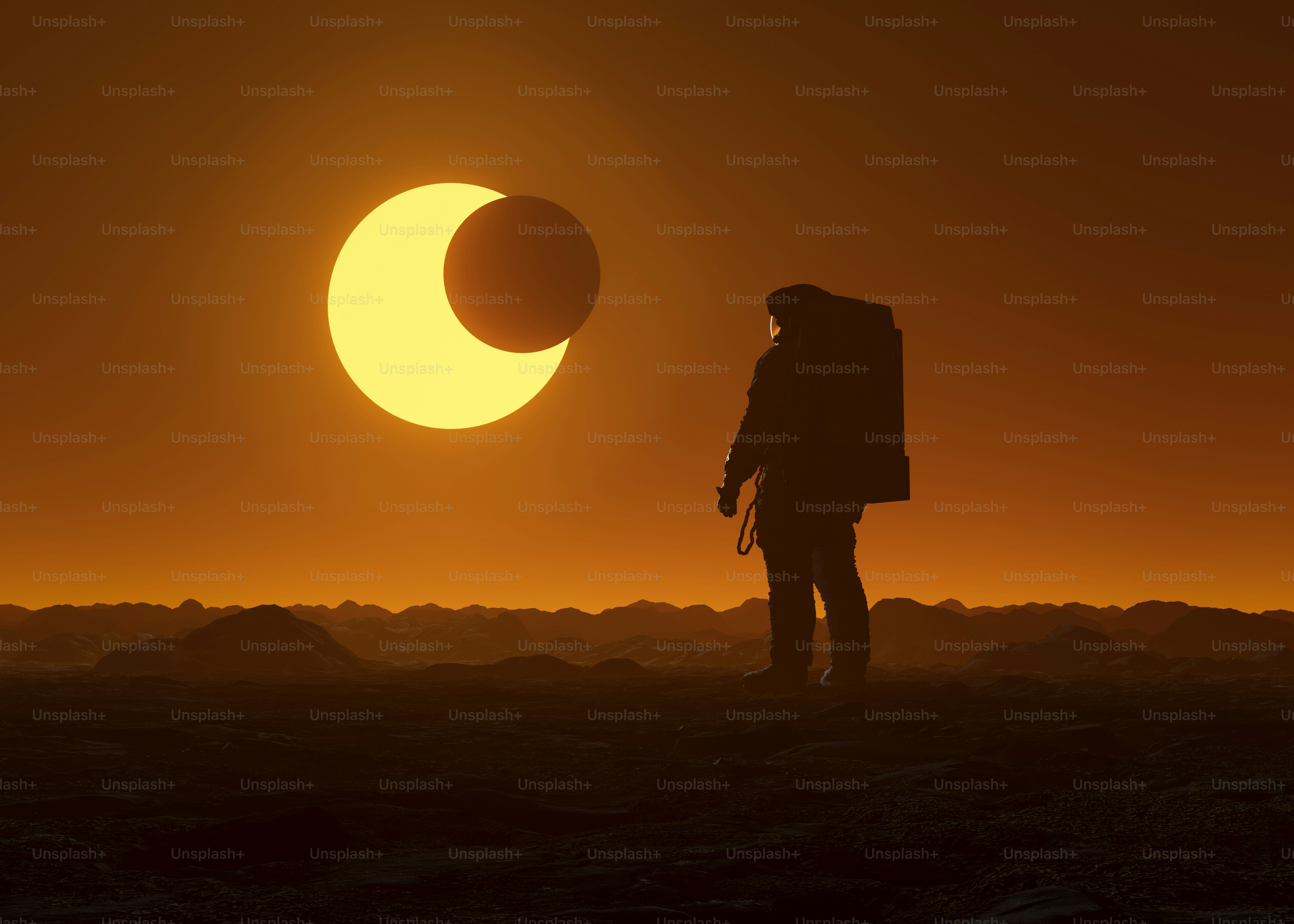Astronaut floating against a fiery cosmic background. photo – Adventure ...