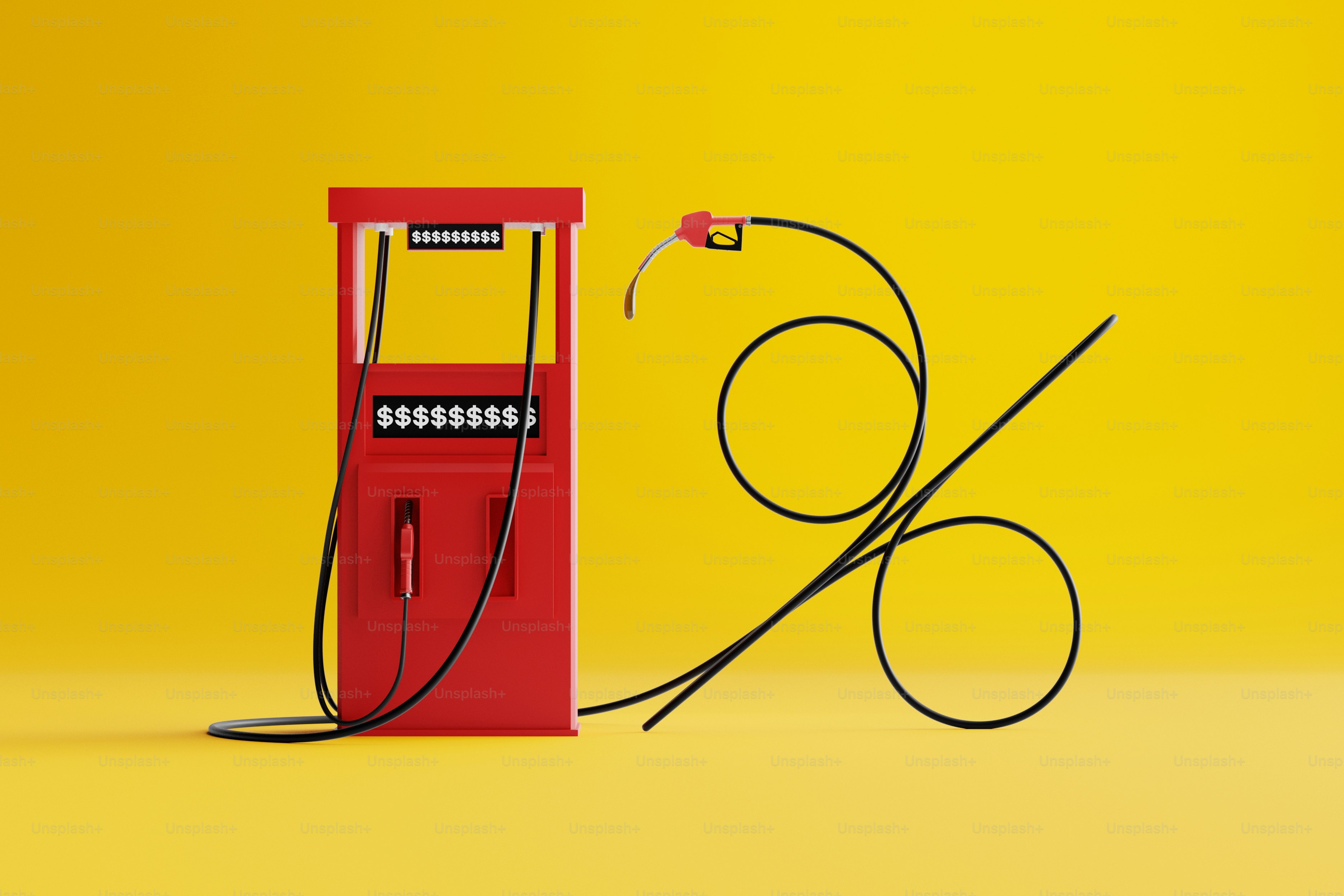 Red gas pump and oil barrels with rising price arrows. photo – Design ...