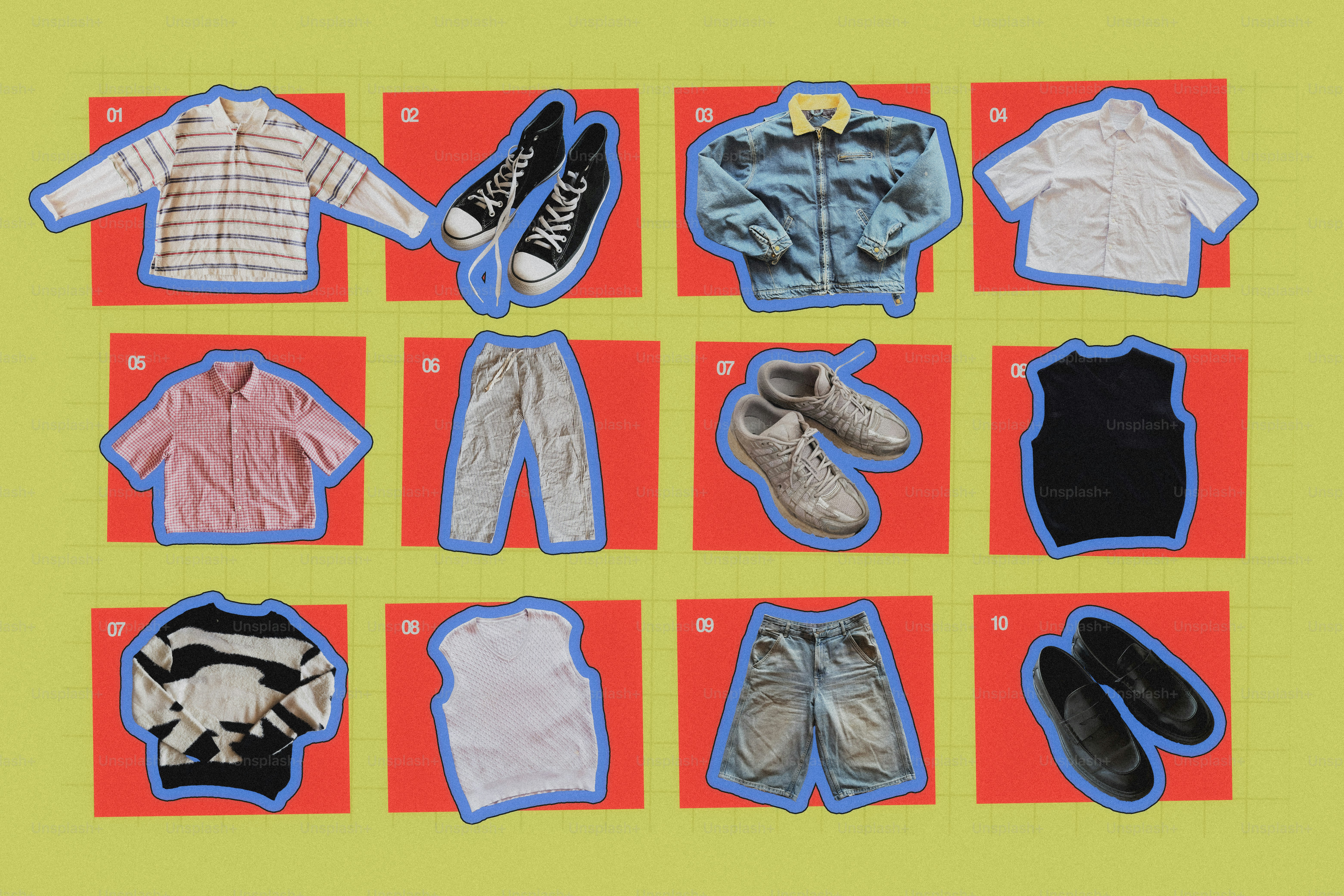 Clothing items spell sale on a bright red background. photo – Fashion ...
