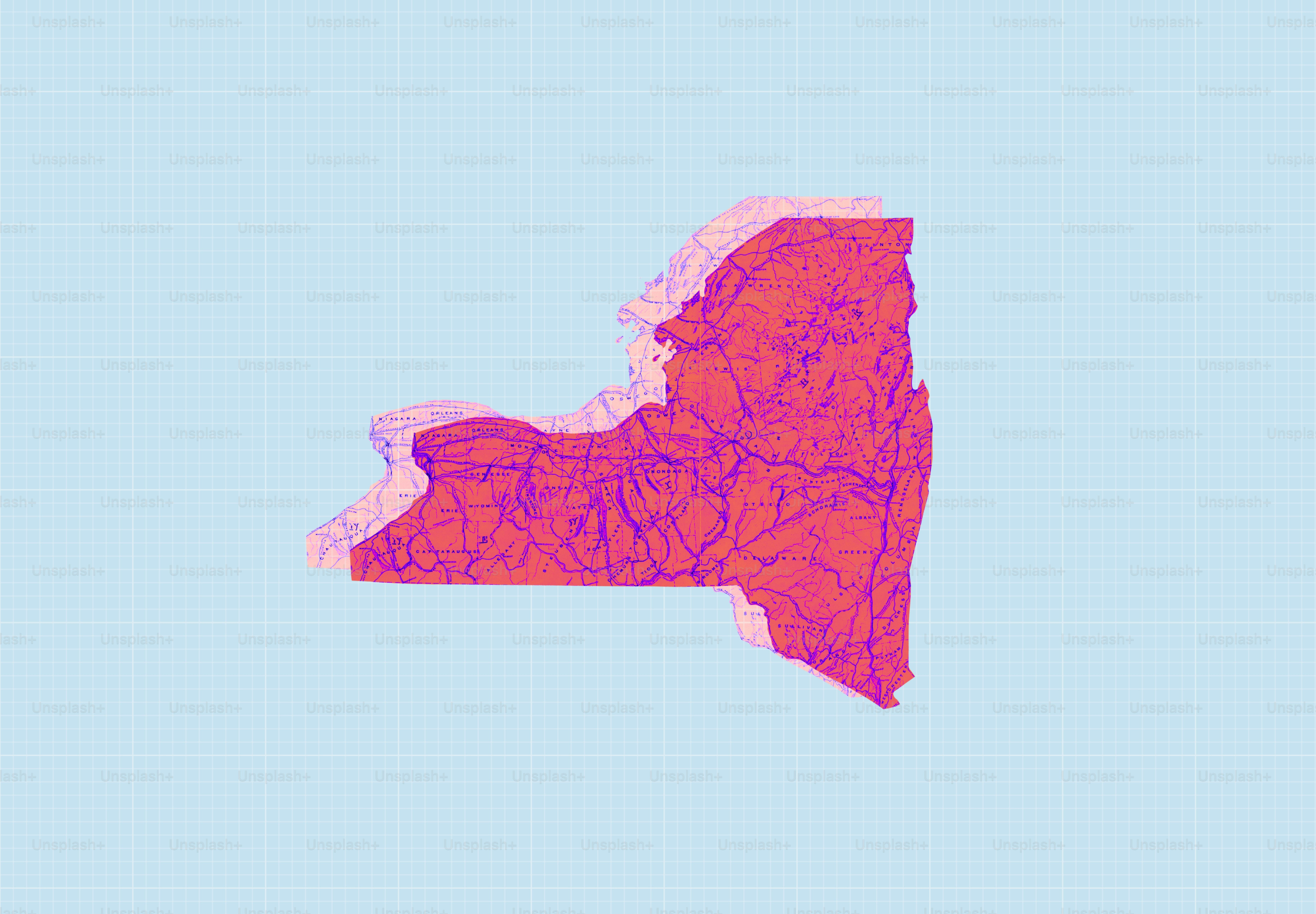 Stylized map of new york state with highlighted regions. photo – Maps ...