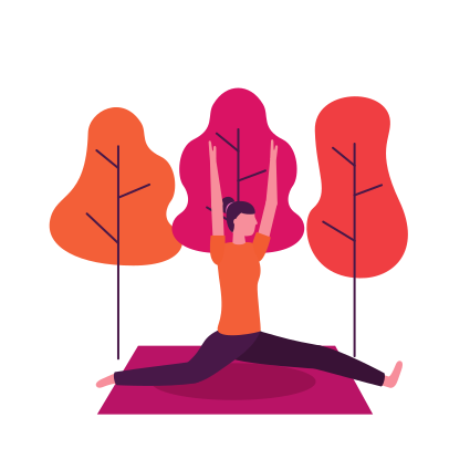 Ilustración vectorial de actividades de yoga femeninas en parques al ...