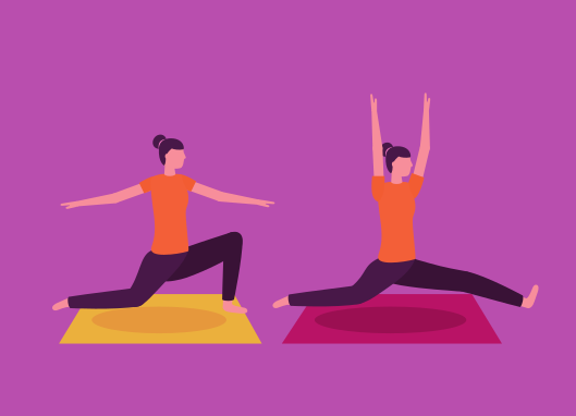 Yoga activity woman collage stretching body vector illustration vector ...