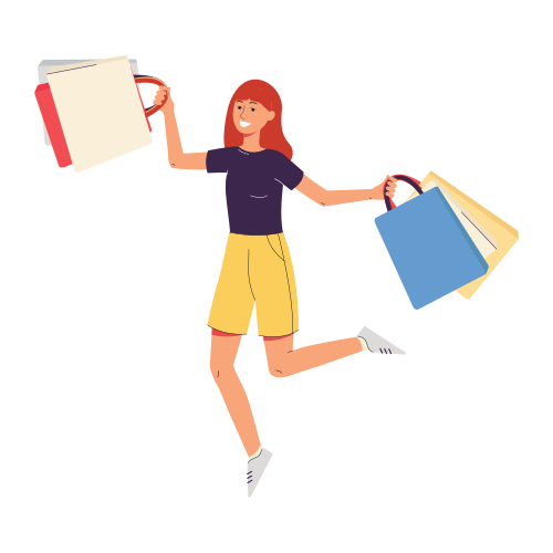 Person female happy shopper with a lot of bags and packages. Shopaholic ...