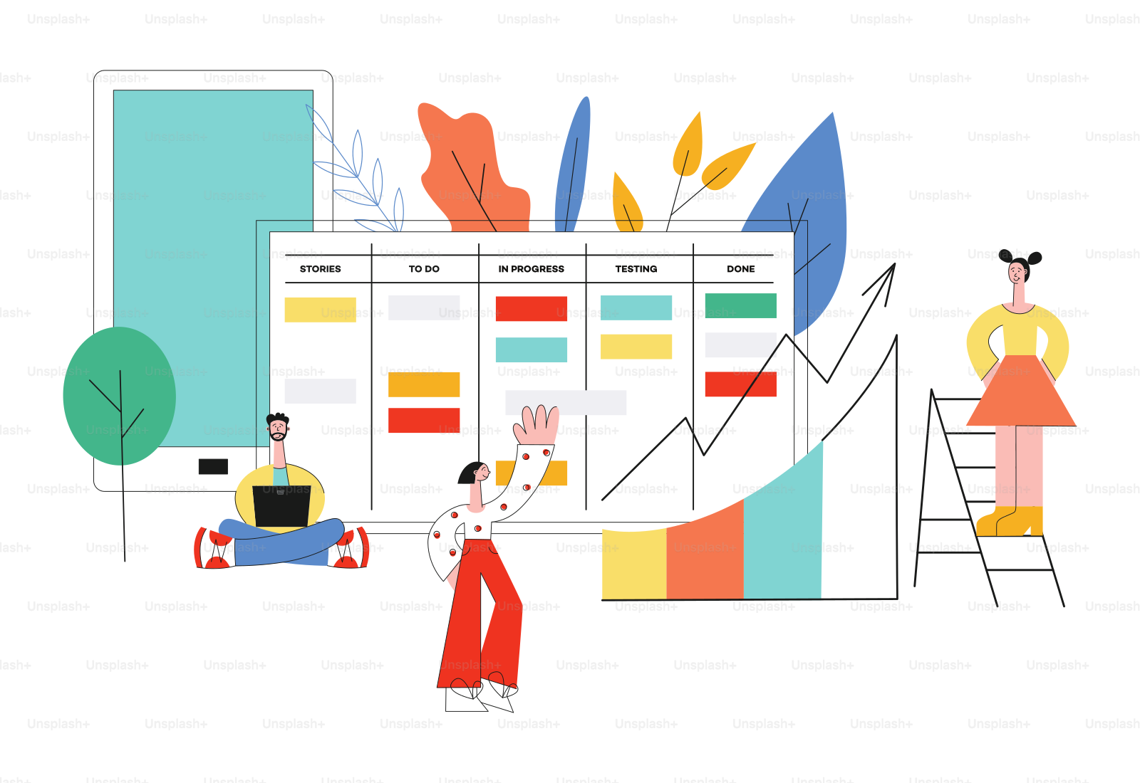 Ilustración vectorial de scrum técnica de planificación de trabajo en ...