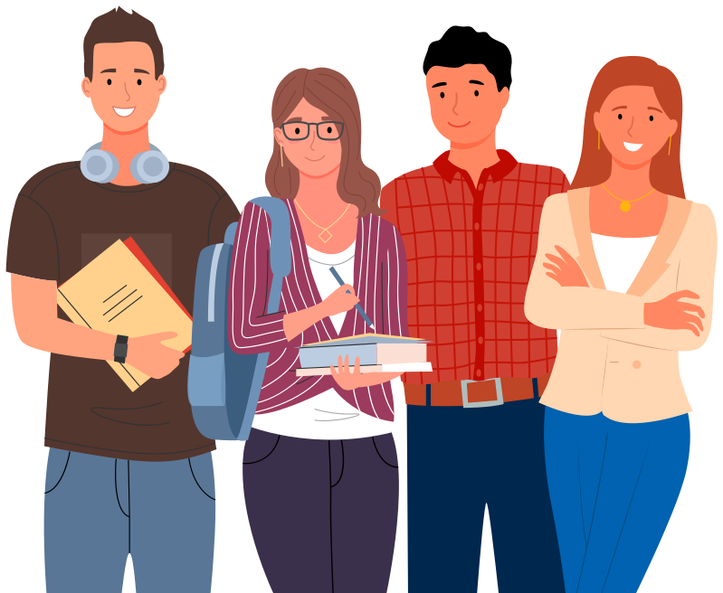 Diverse college, university students standing in line. Group of young ...