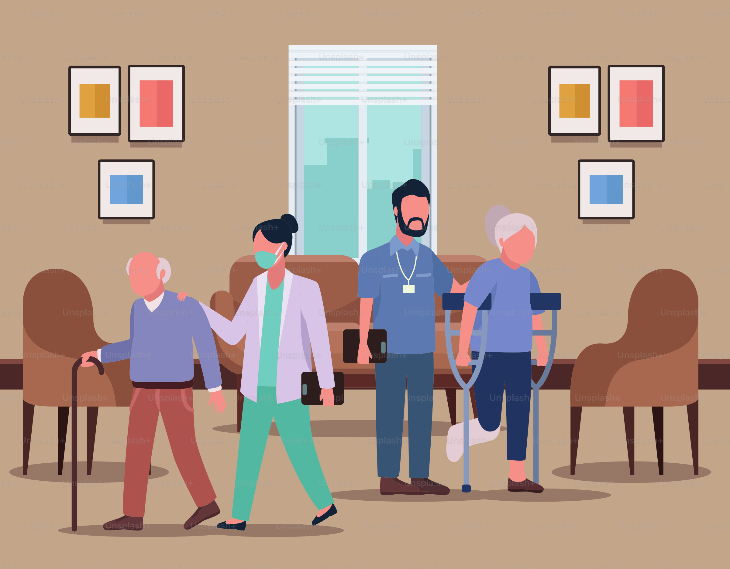 Geriatrics doctors with old couple characters vector – Doctor Image on ...