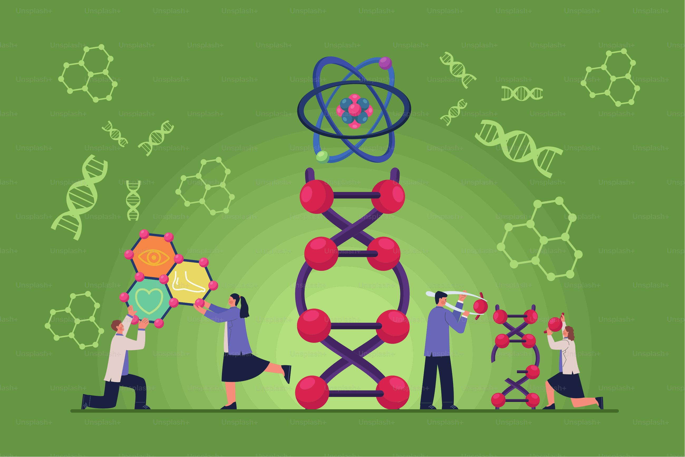 Genetic laboratory scientists staff characters vector – Biochemistry ...