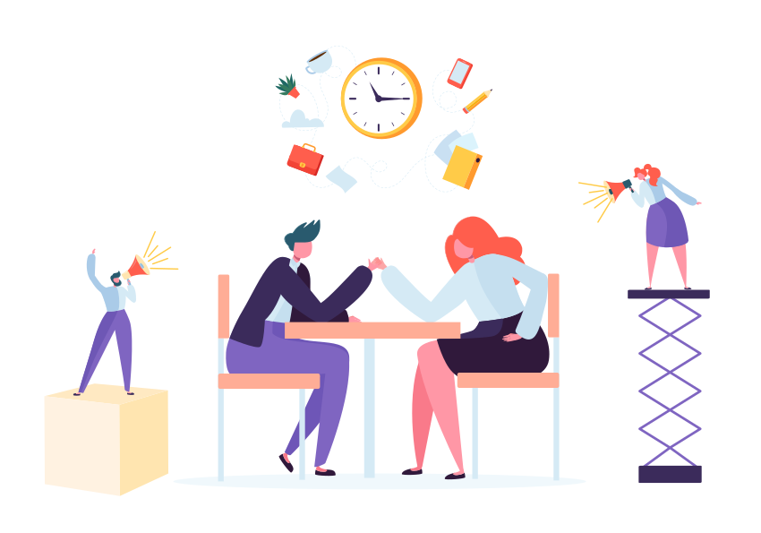 Business challenge, corporate rivalry concept. Business people ...