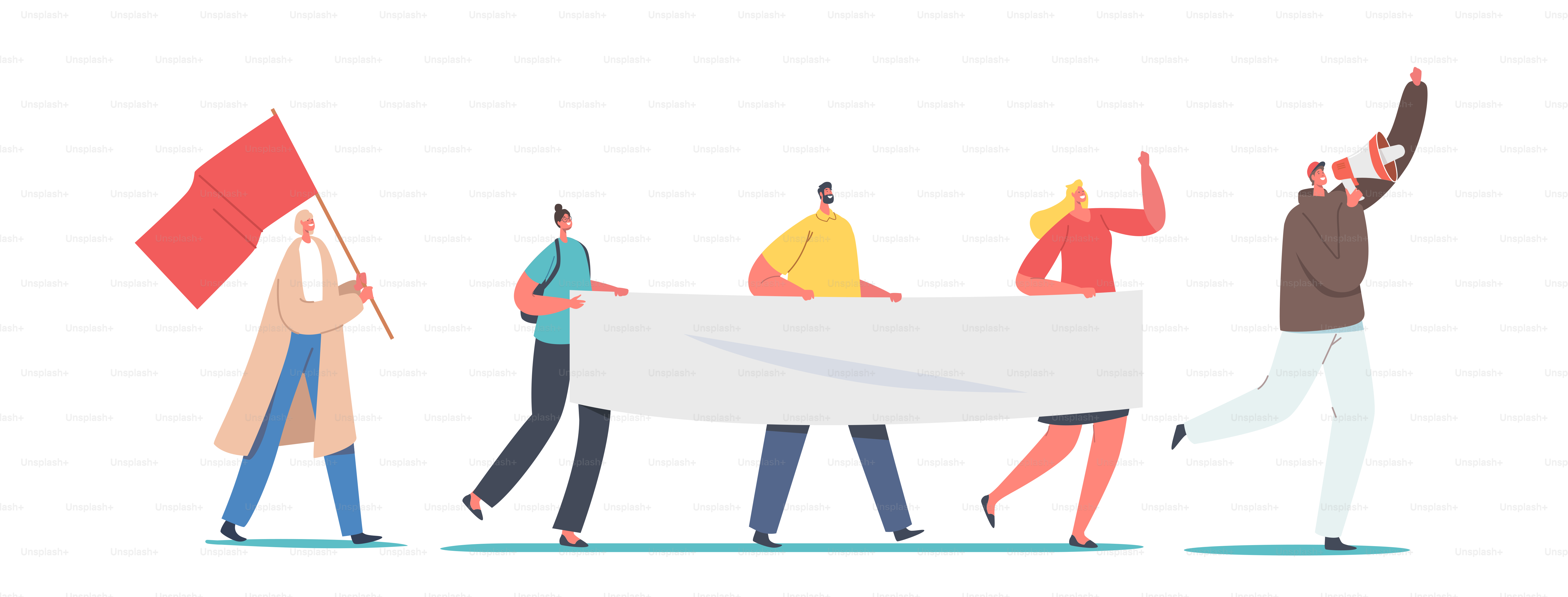 Protesting People with Placards and Signboard on Revolution Strike or ...