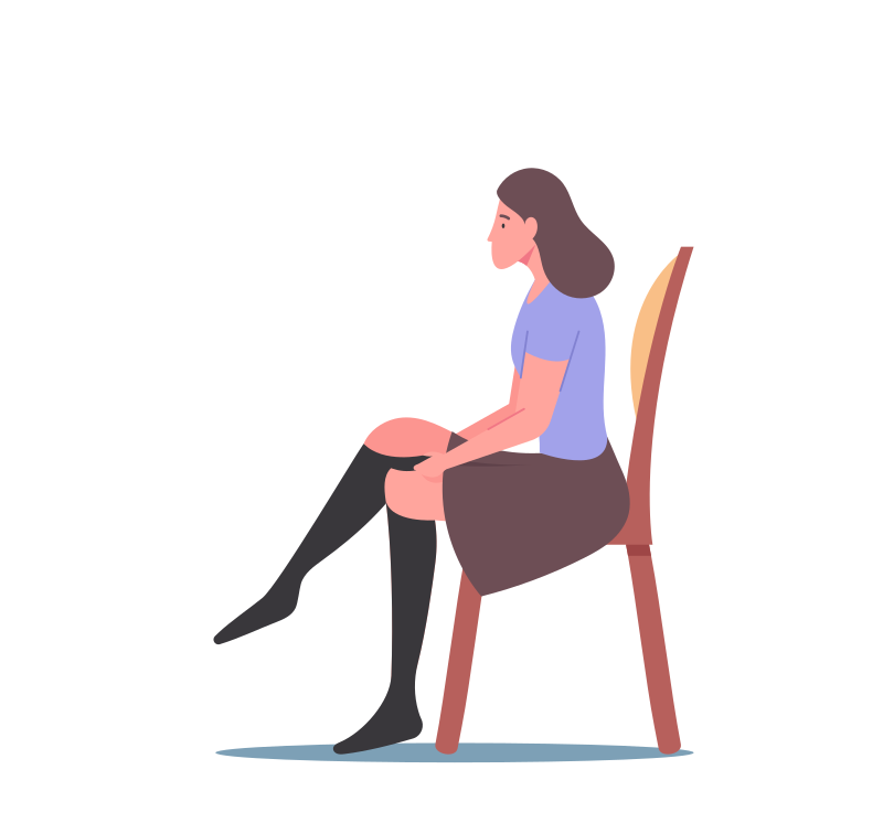 Woman Wear Compression Stockings for Diseased Legs Treatment and ...