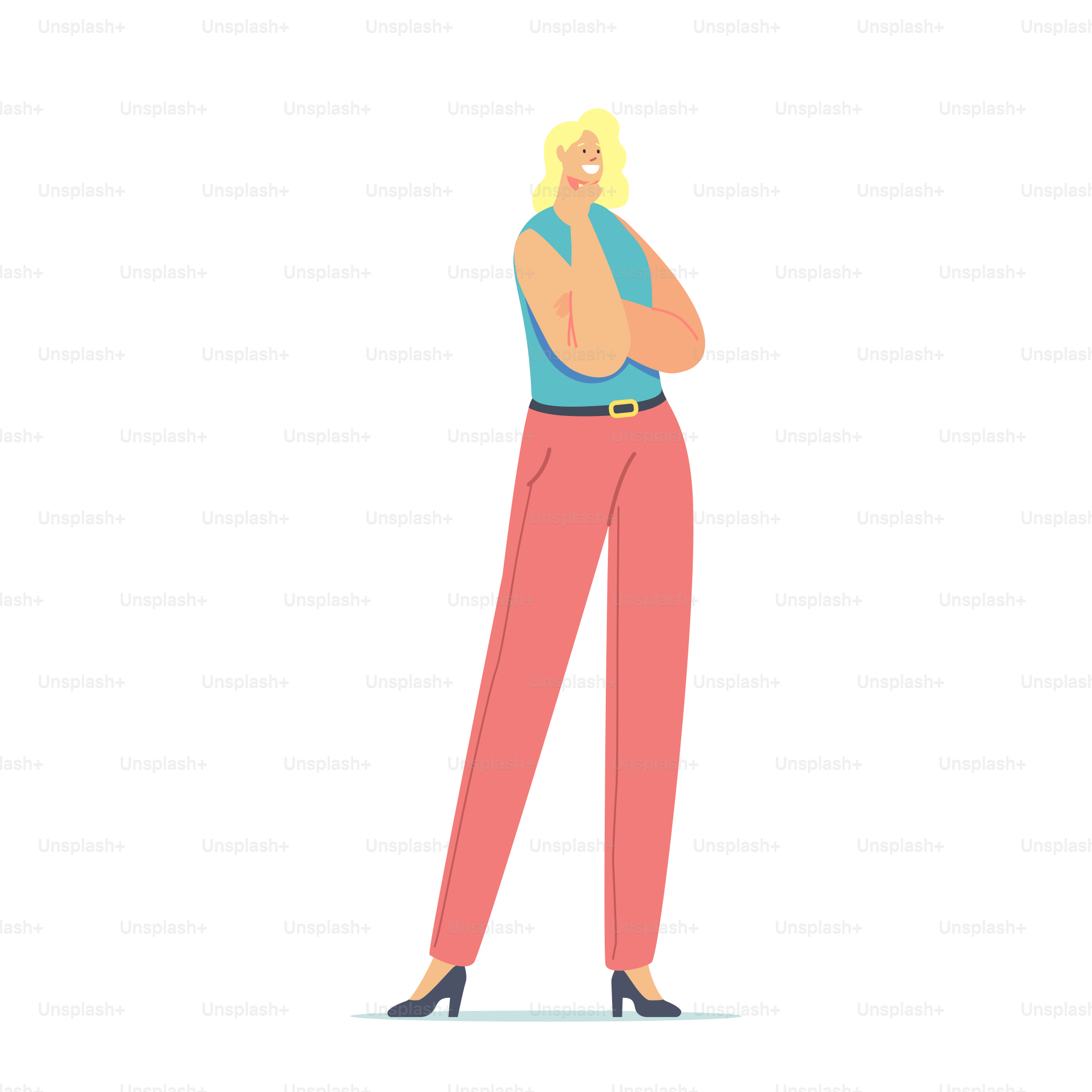 Confused or Curious Female Character. Girl Asking and Thinking, Solving ...