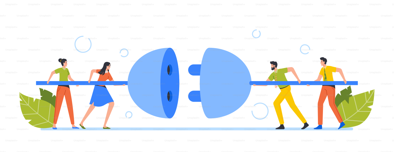 Business People Connect Wires. Concept of Partnership and Teamwork ...