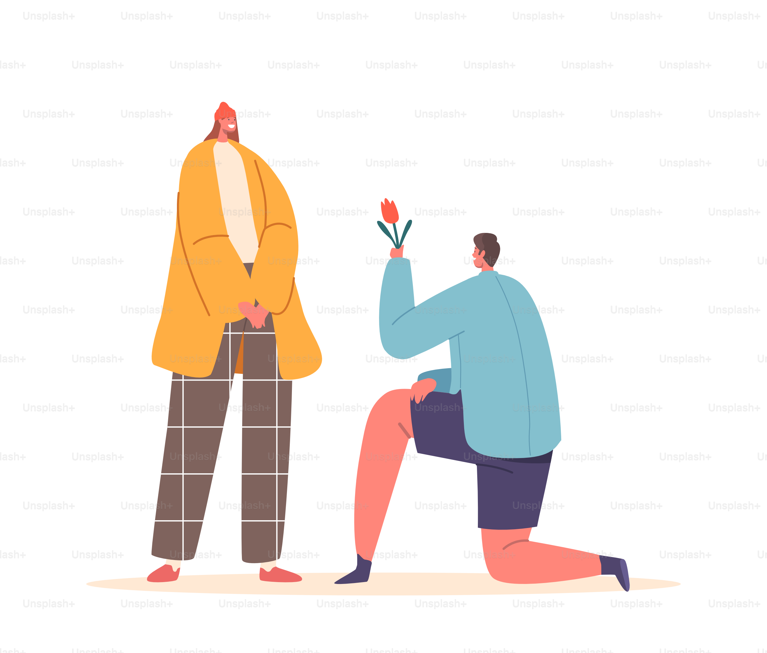 Marriage Proposal, Love, Human Relation Concept. Boyfriend Standing on ...