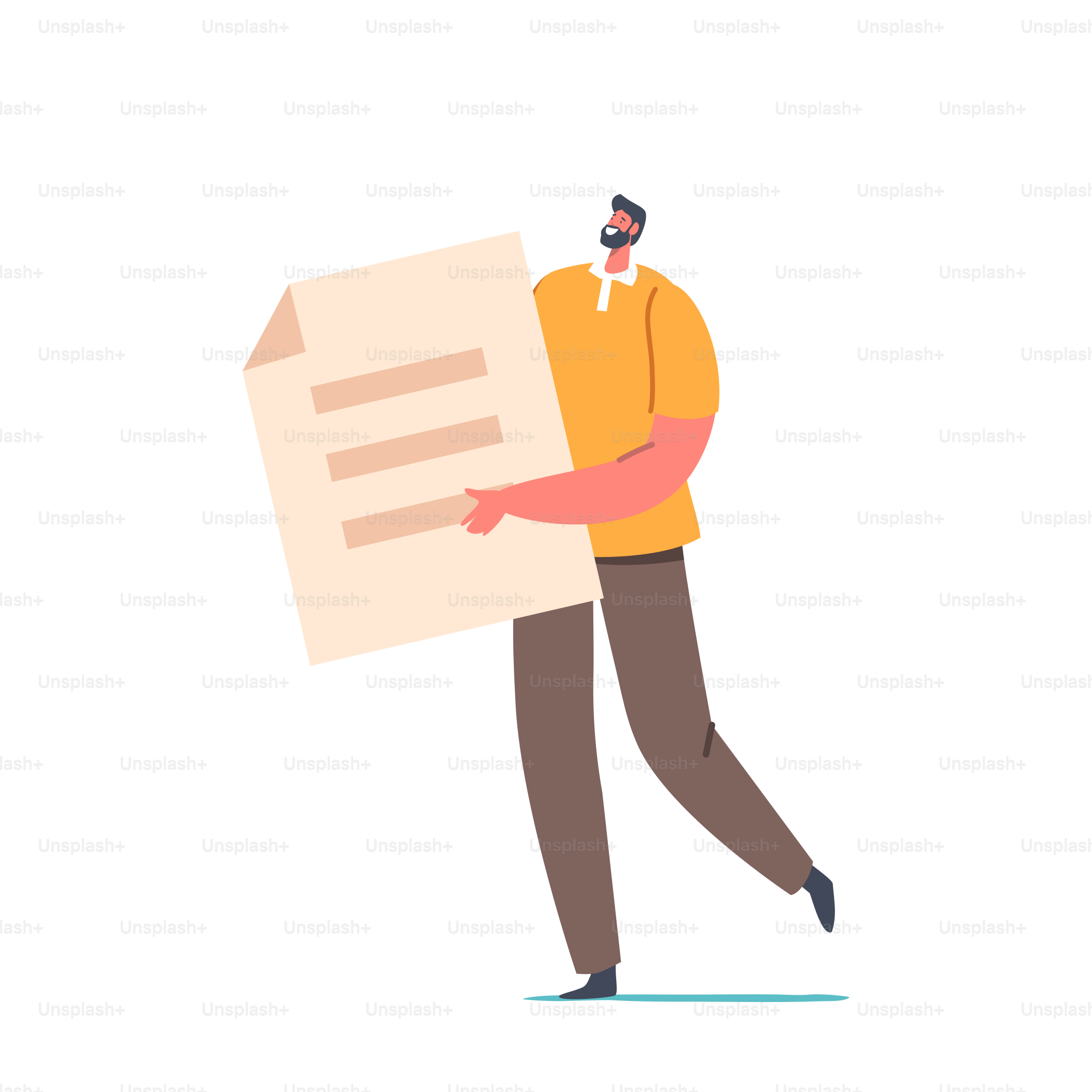 Male Character with File Isolated on White Background. Manager, Office ...