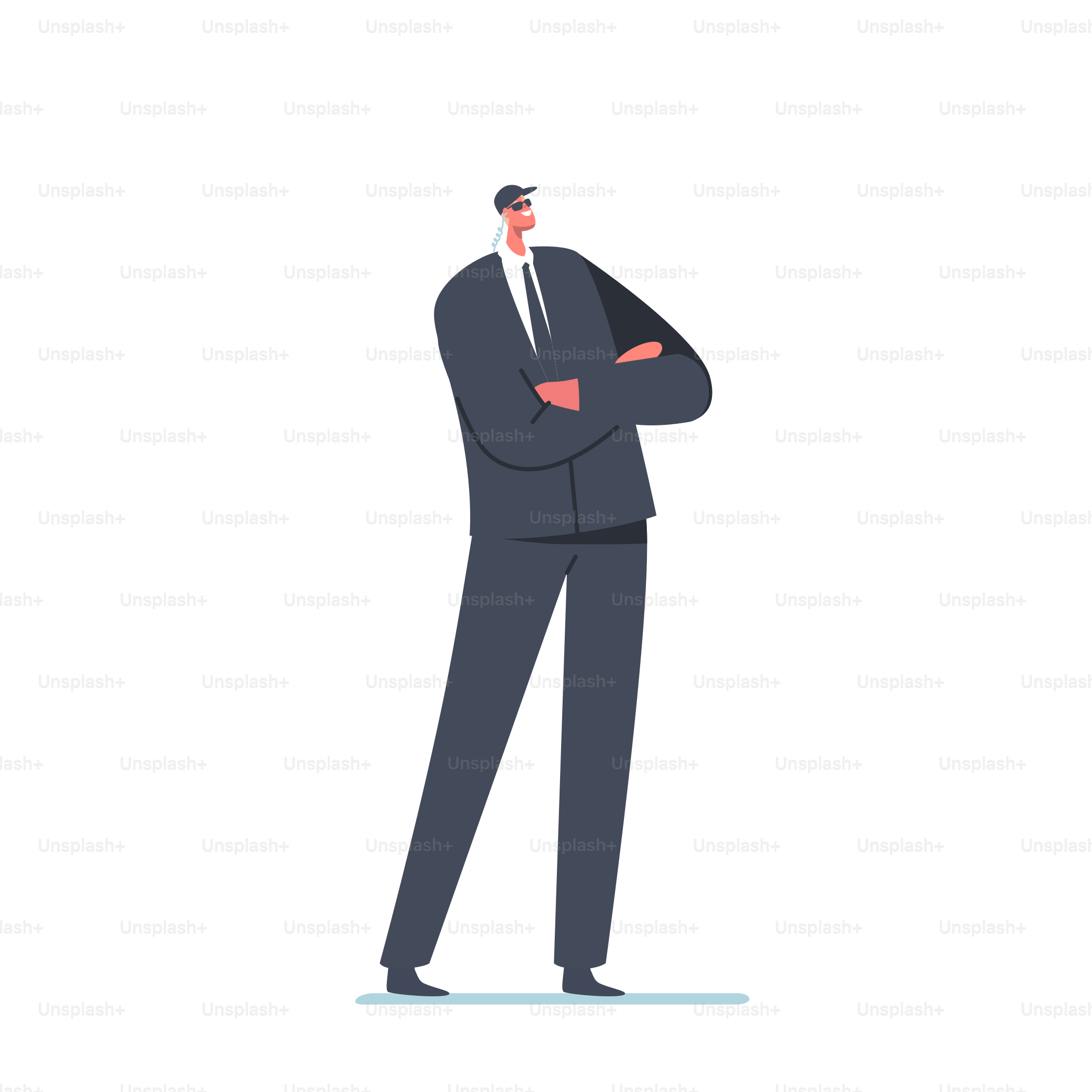 Professional Security Male Character Isolated on White Background. Man ...