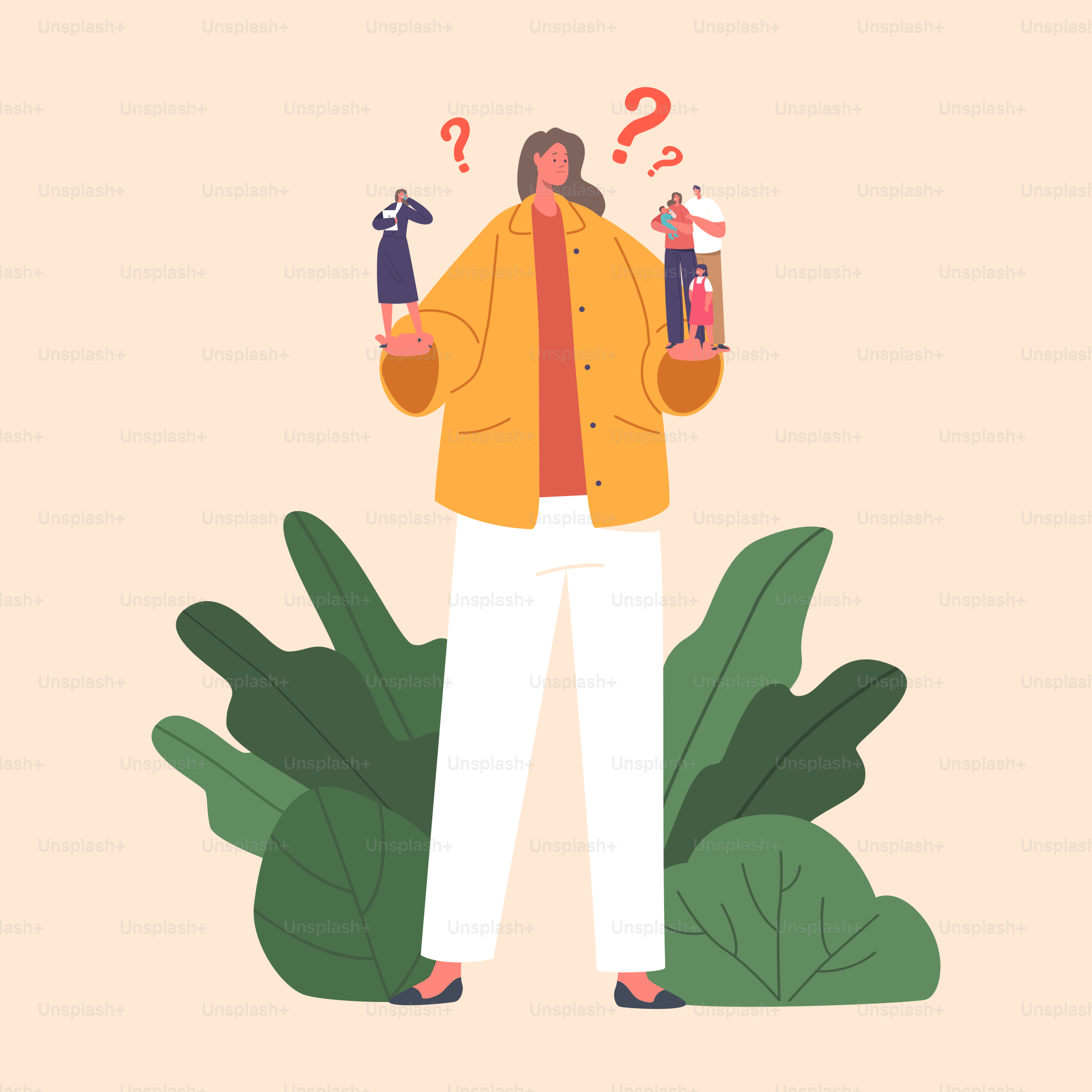 La mujer toma decisiones, elige entre las responsabilidades familiares ...