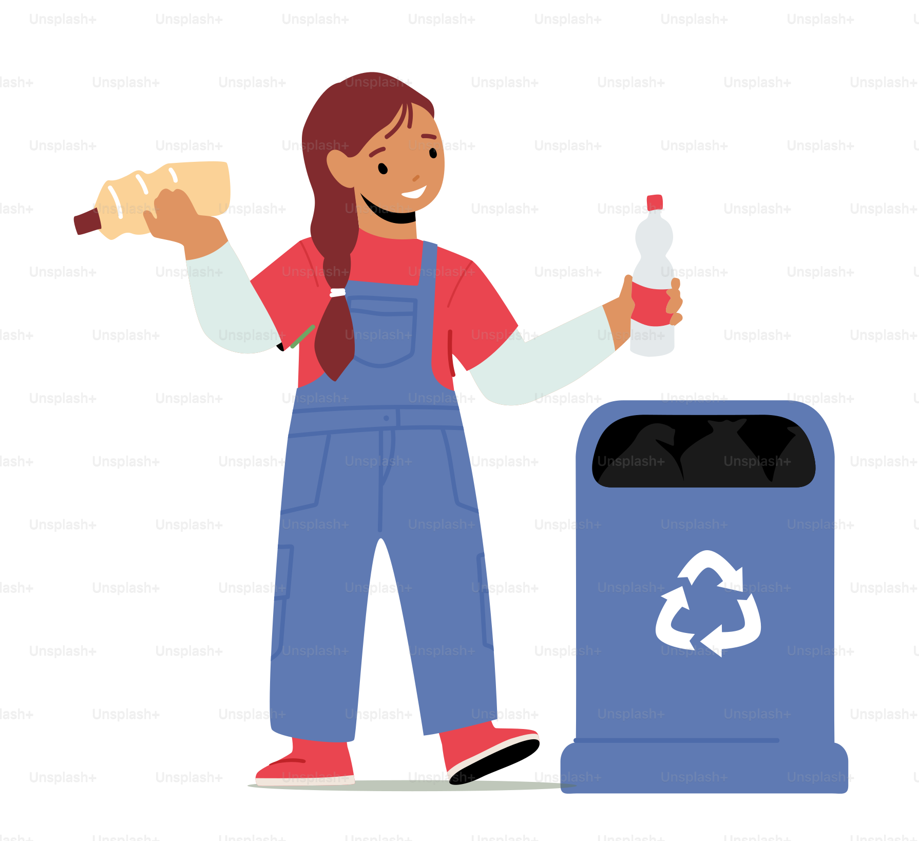 World Environment Day, Save Plane Concept. Little Girl Throw Plastic ...