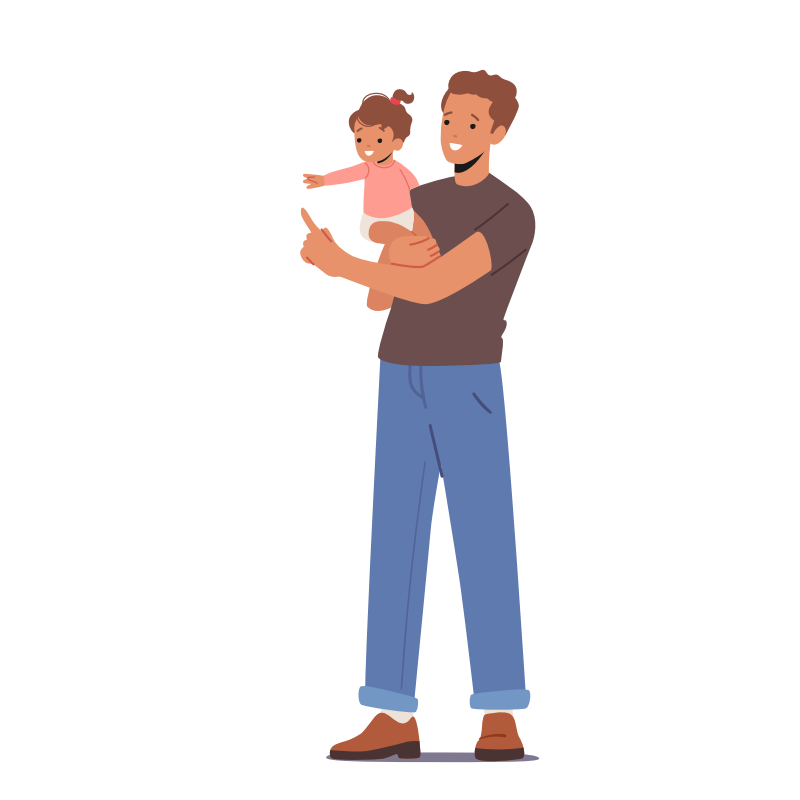 Dad Playing with Child, Family Leisure, Game. Happy Father Character ...