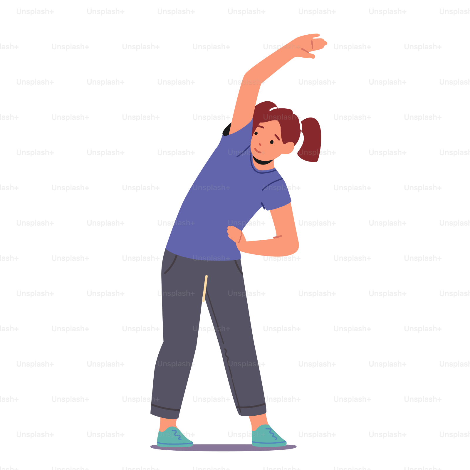 Little Girl Doing Morning Exercises at Home or Kindergarten. Wellness ...