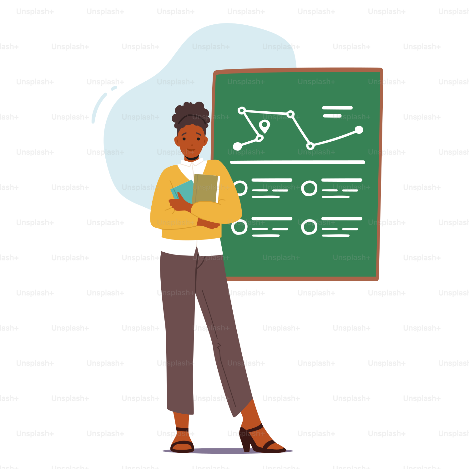 Friendly Teacher Woman Stand at Blackboard Explain Lesson Isolated on ...