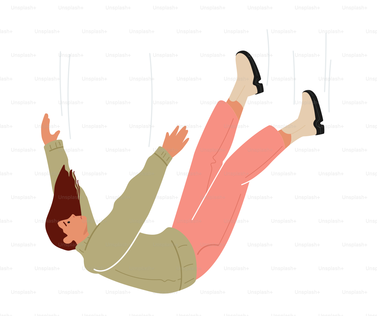 Girl in Despair Falls After Failure, Lonely Hopeless Person in Sorrow ...