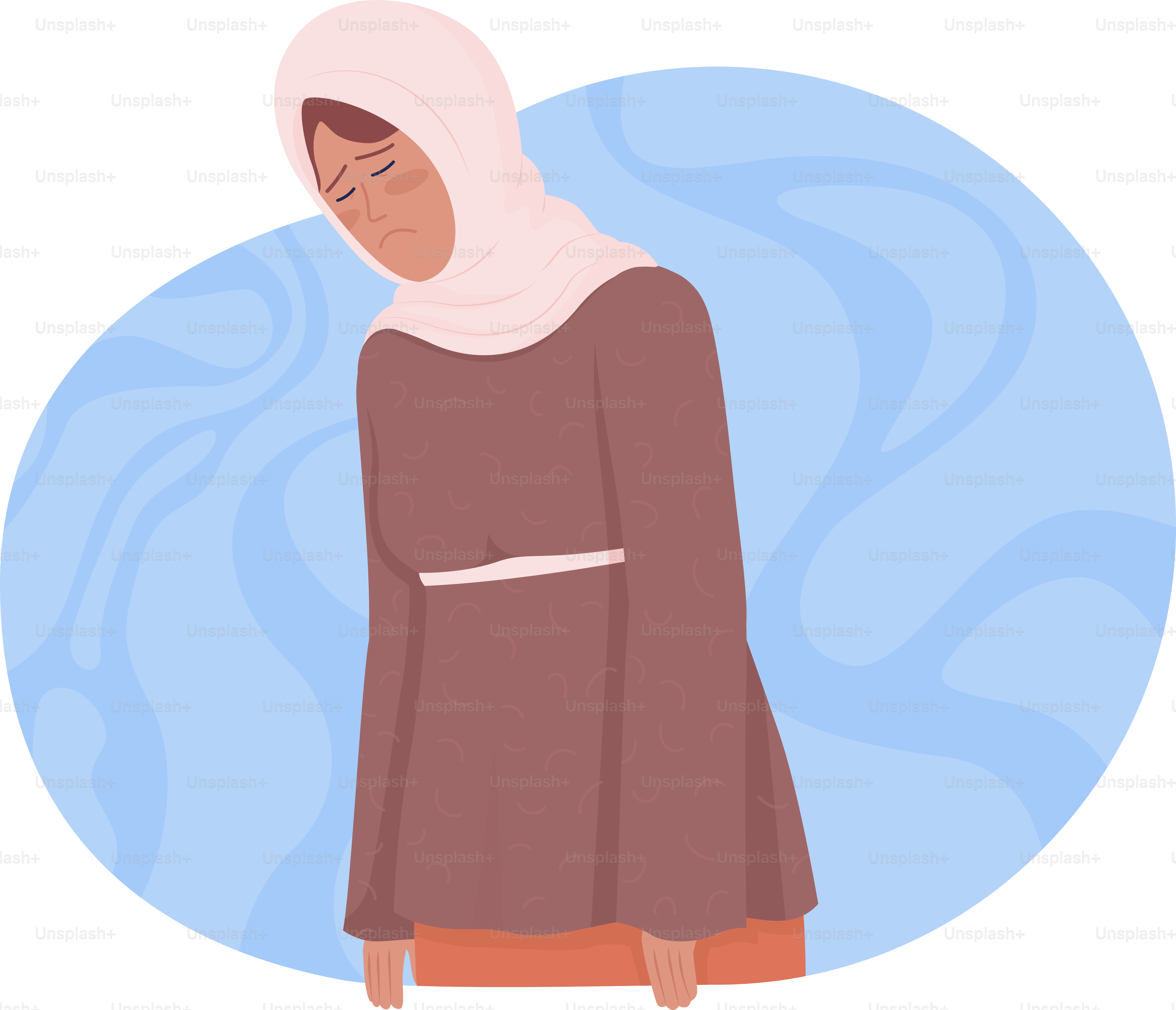 Feeling sad 2D vector isolated illustration. Depressed flat character ...