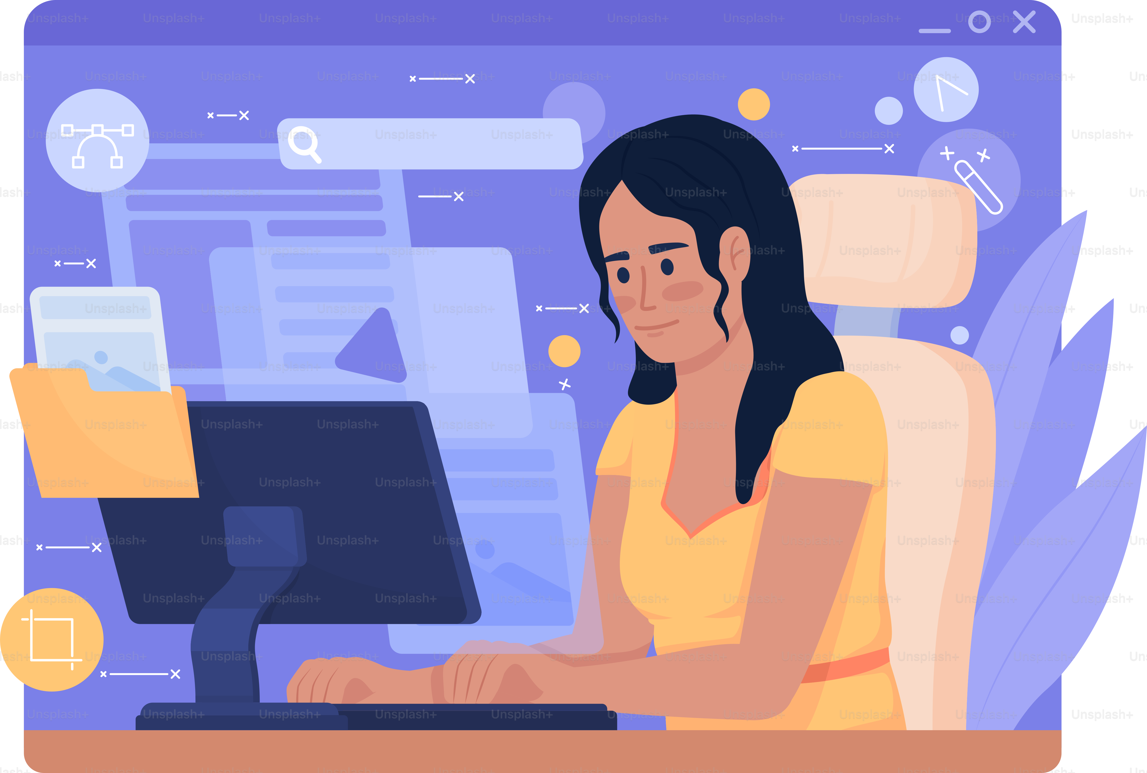 Web artist portfolio 2D vector isolated illustration. Remote work ...