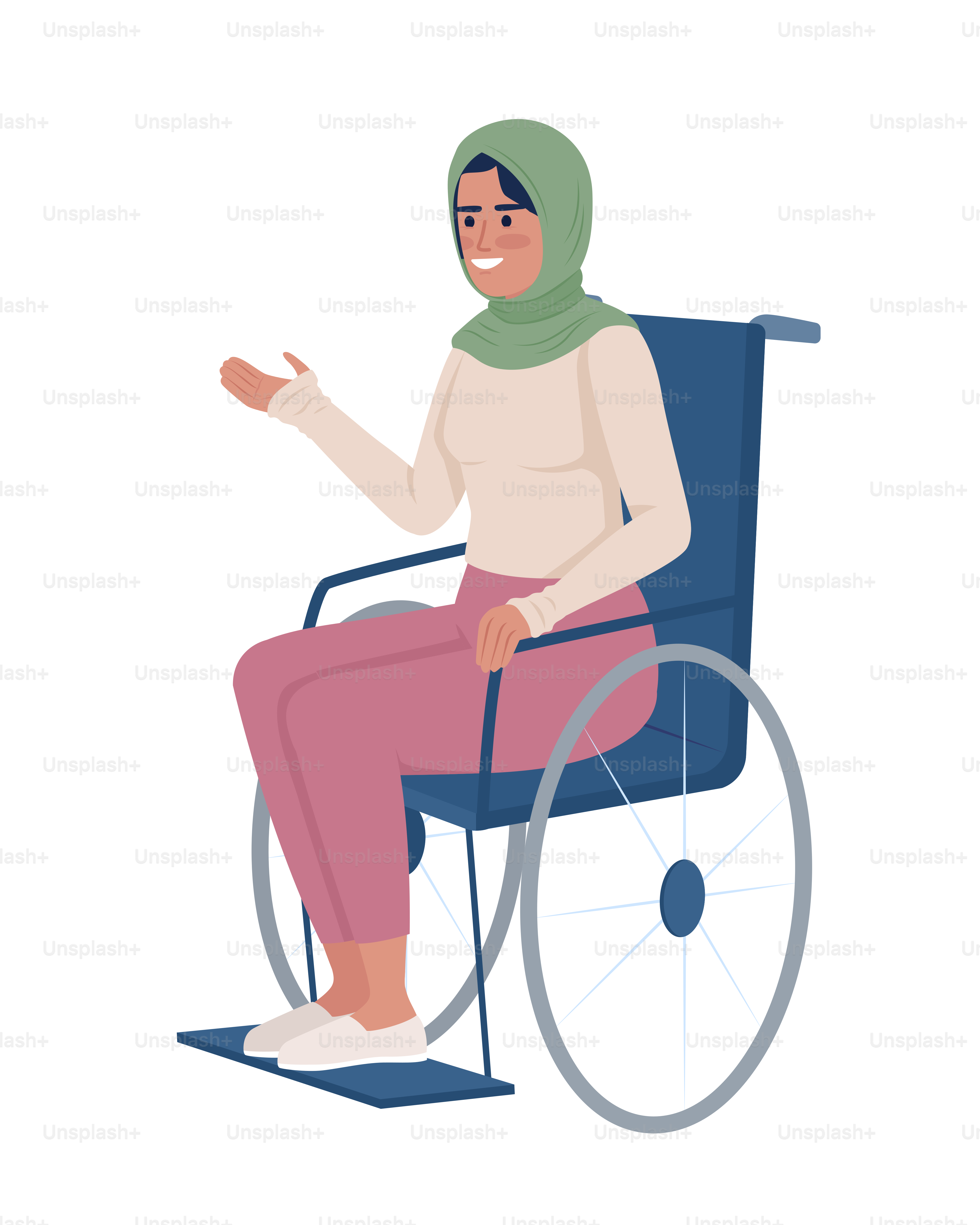 Positive woman in wheelchair semi flat color vector character. Editable ...