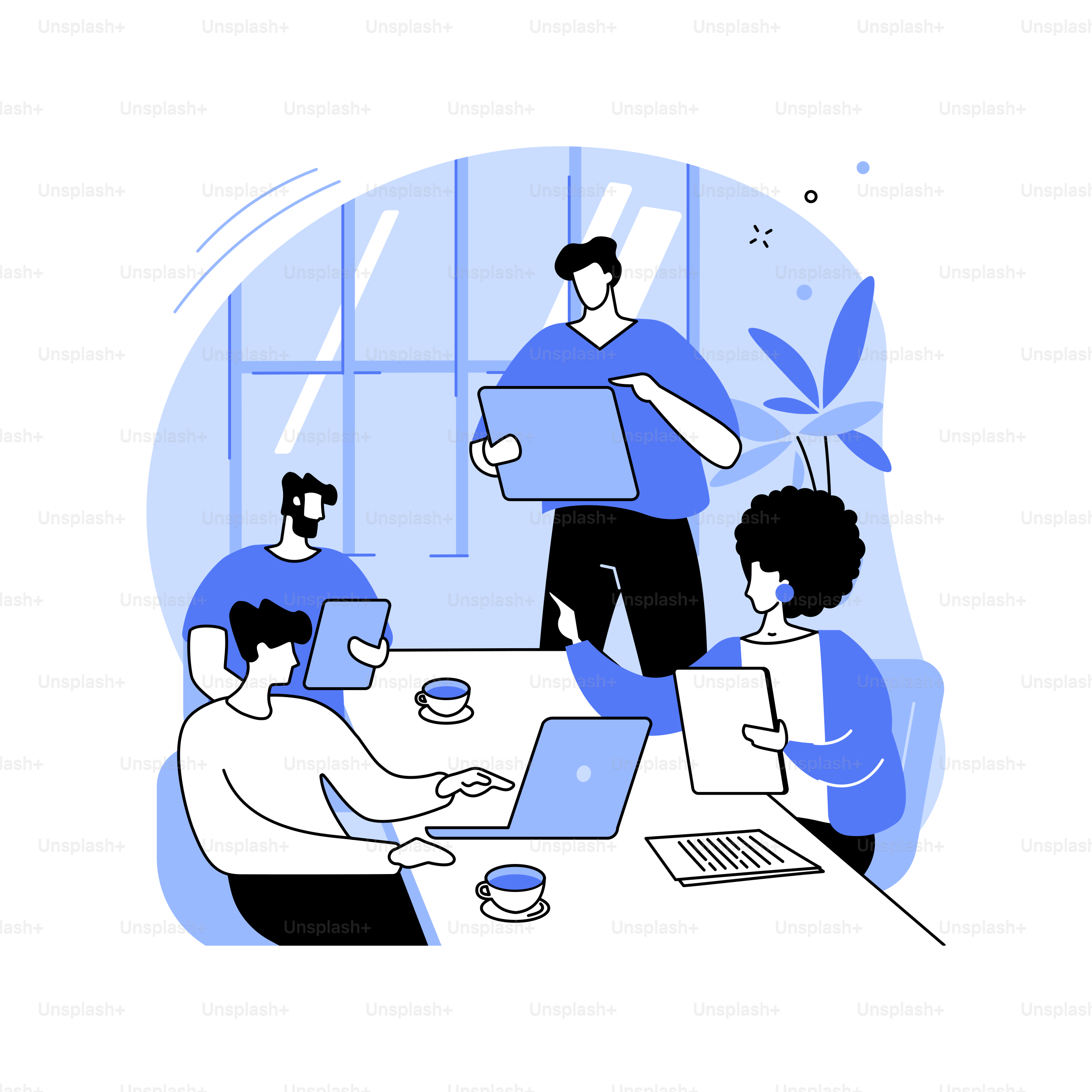 Meeting client isolated cartoon vector illustrations. Advertising ...