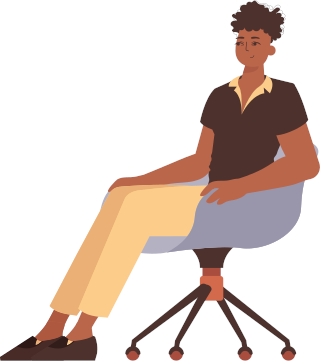 El tipo está sentado en una silla. Carácter en estilo moderno y moderno ...