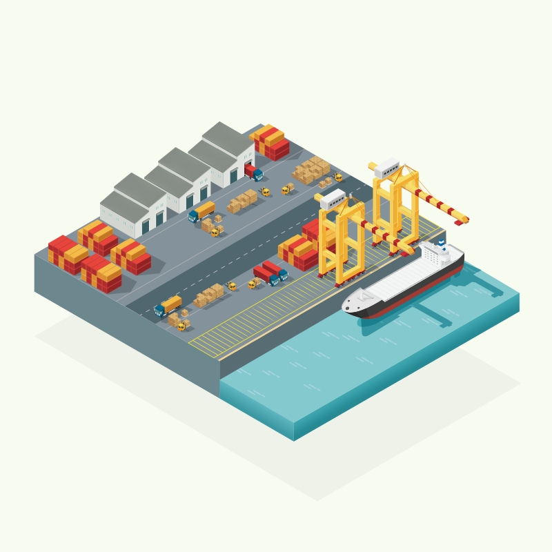 Isometric, Cargo logistics truck and transportation container in ...