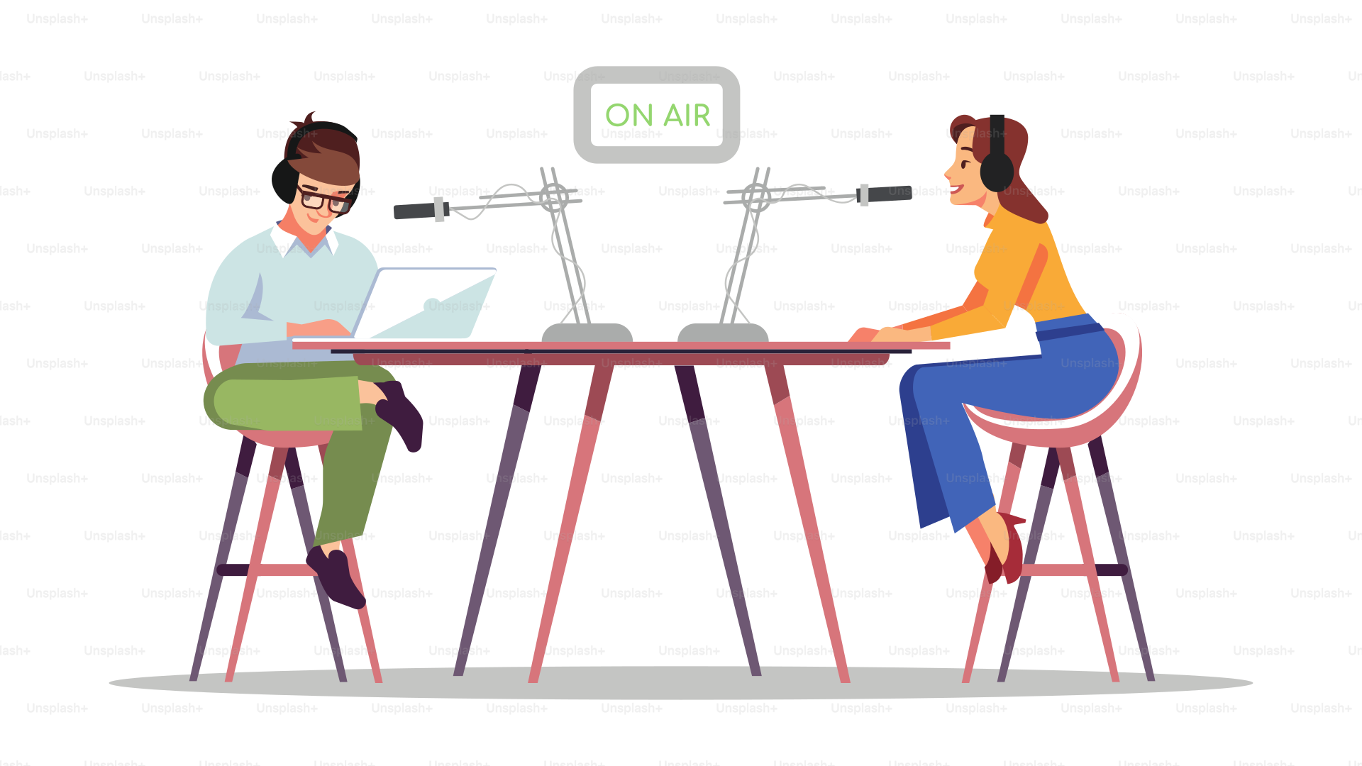 Radio news flat vector illustration. Live podcast, broadcasting. On air ...