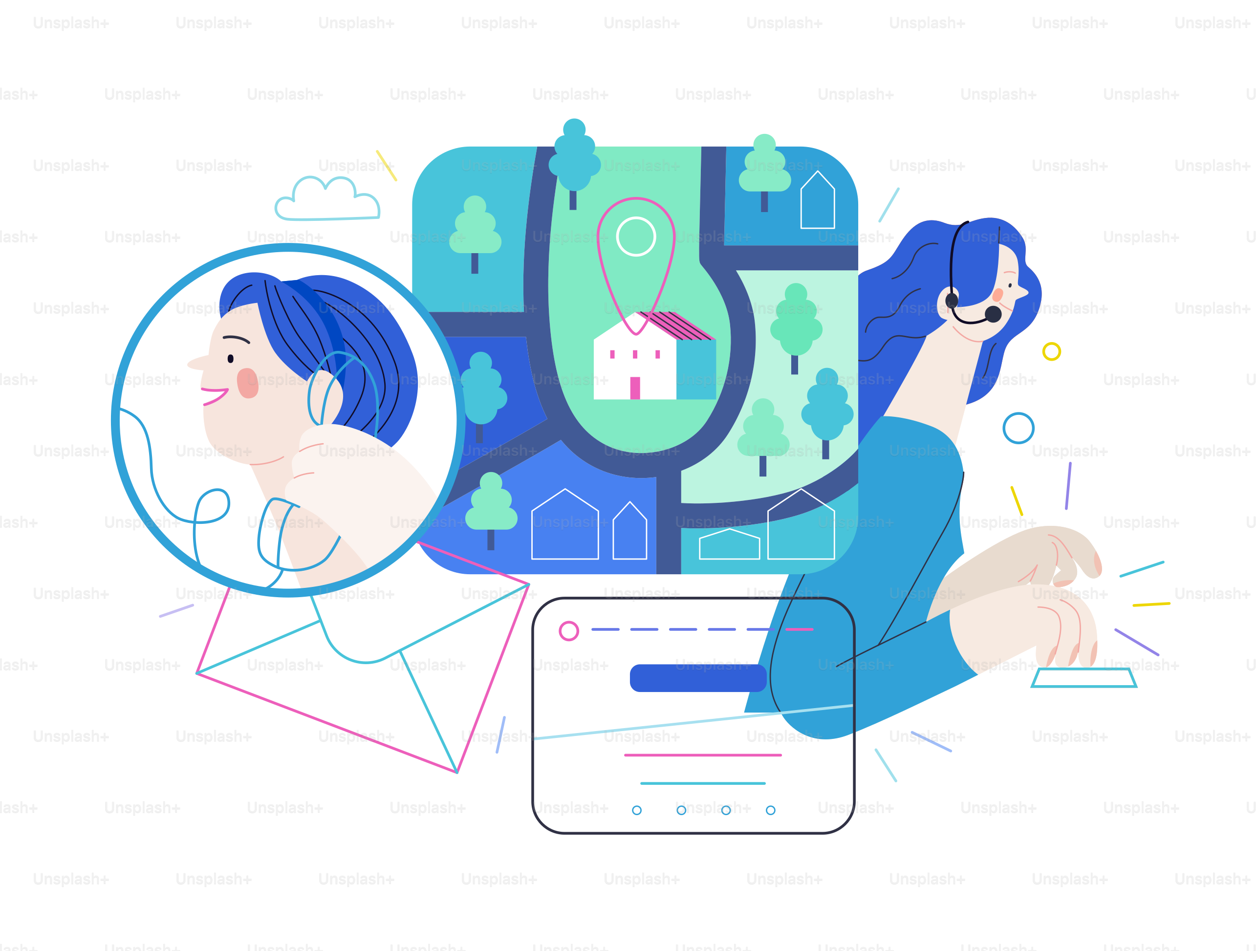 Foto Seguro médico - contactos clínicos -moderno concepto de vector plano ilustración digital de ...