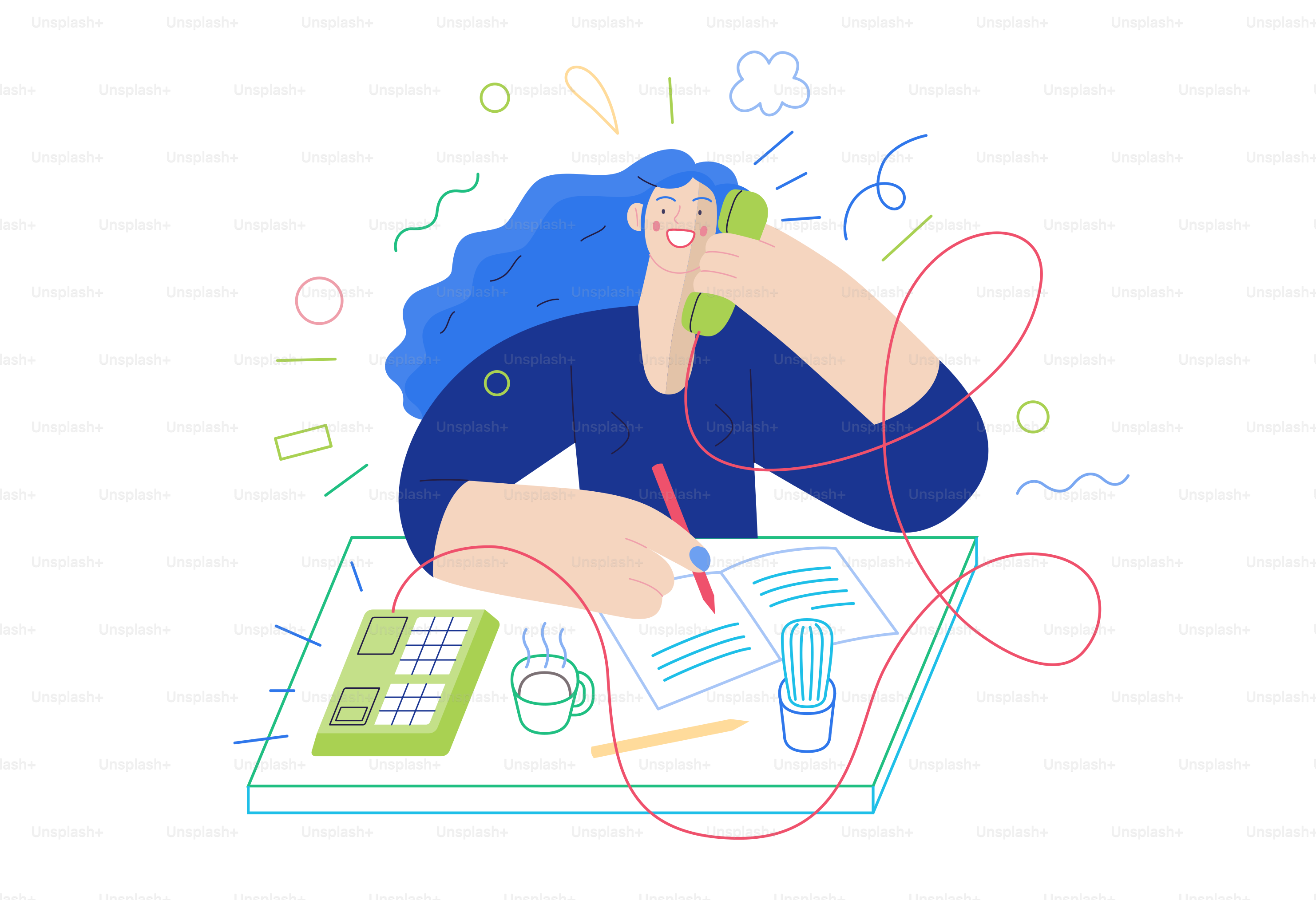 Business topics - client calls. Flat style modern outlined vector ...