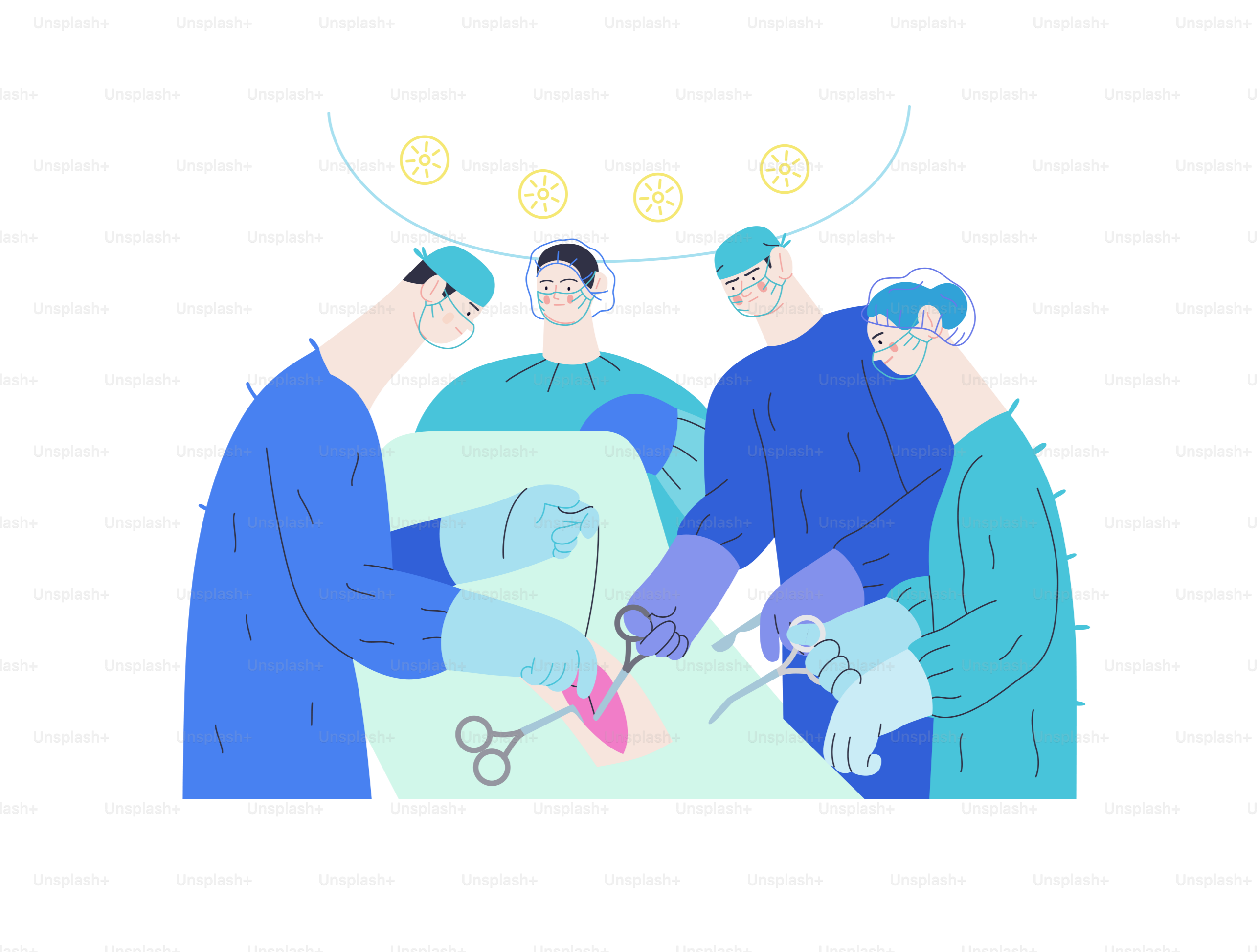 Medical insurance - surgery and surgical procedures -modern flat vector ...