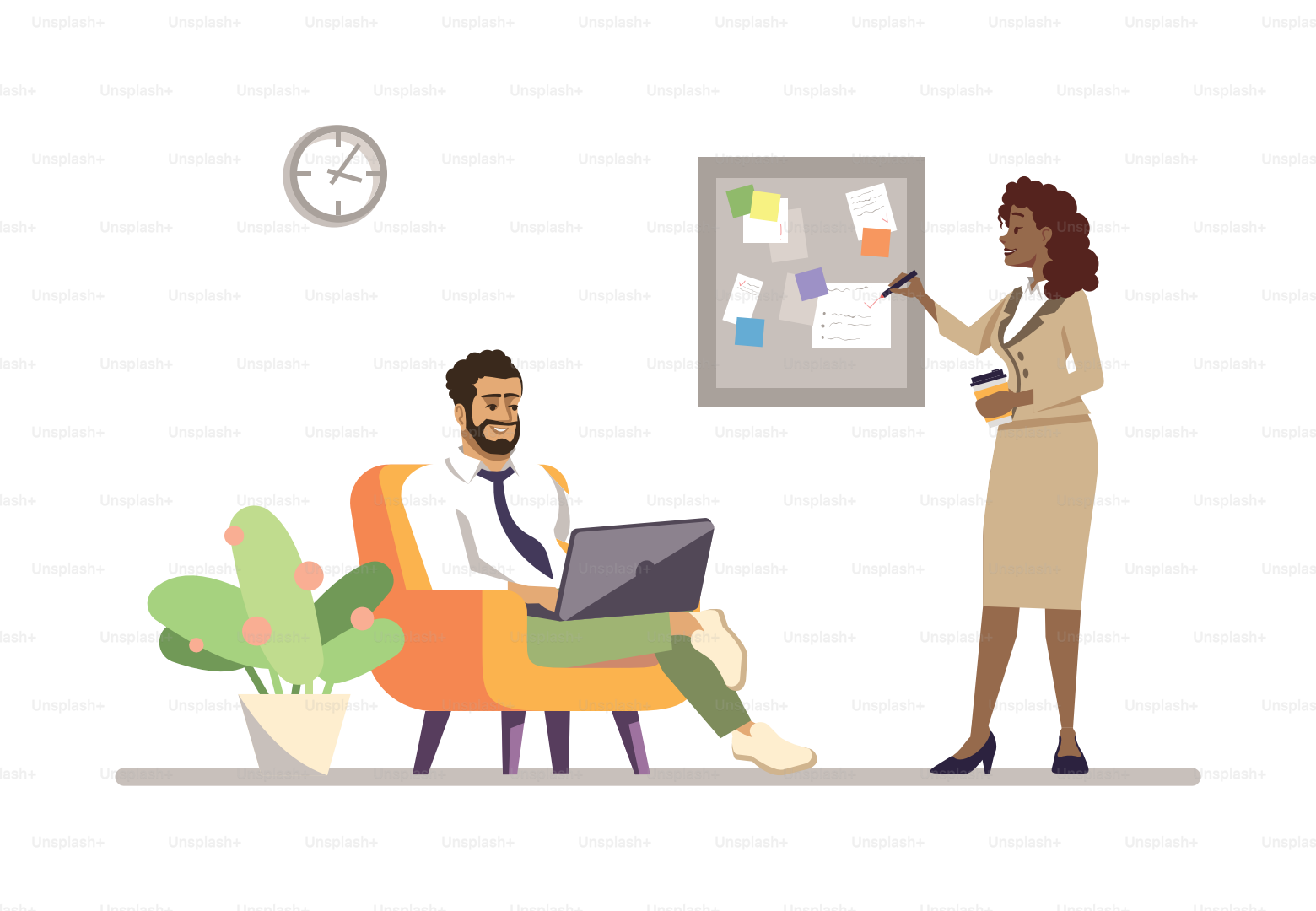 Partners, coworkers, colleagues flat vector illustration. Task, project ...