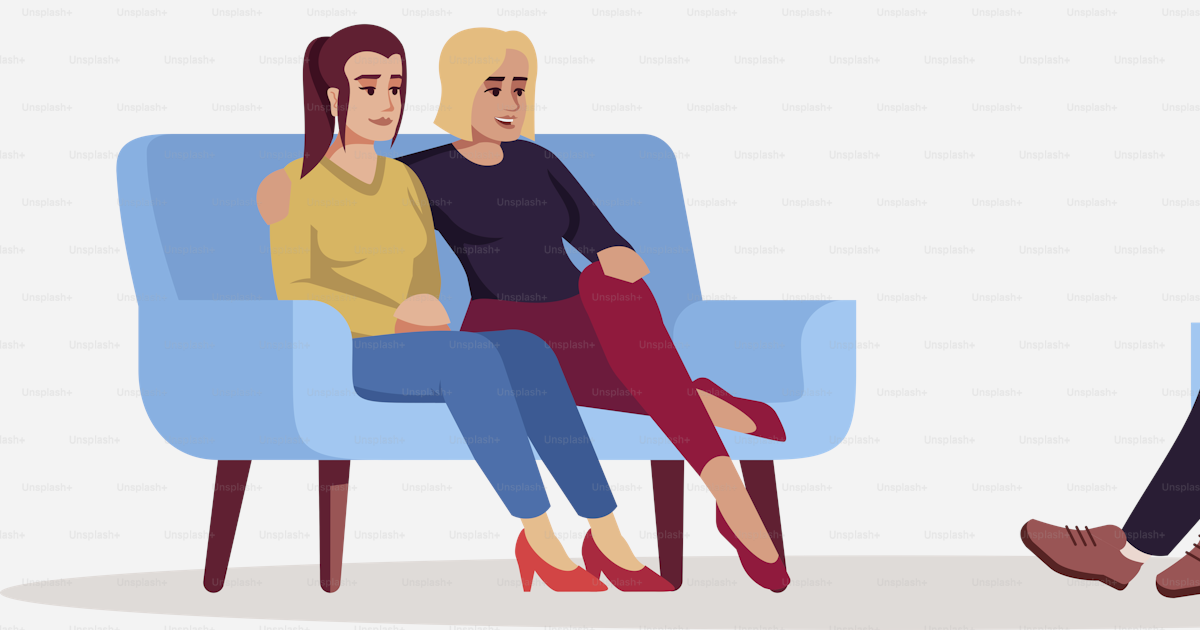 Psychotherapy session semi flat RGB color vector illustration. Same-sex ... Psychotherapy session semi flat RGB color vector illustration. Same-sex ...