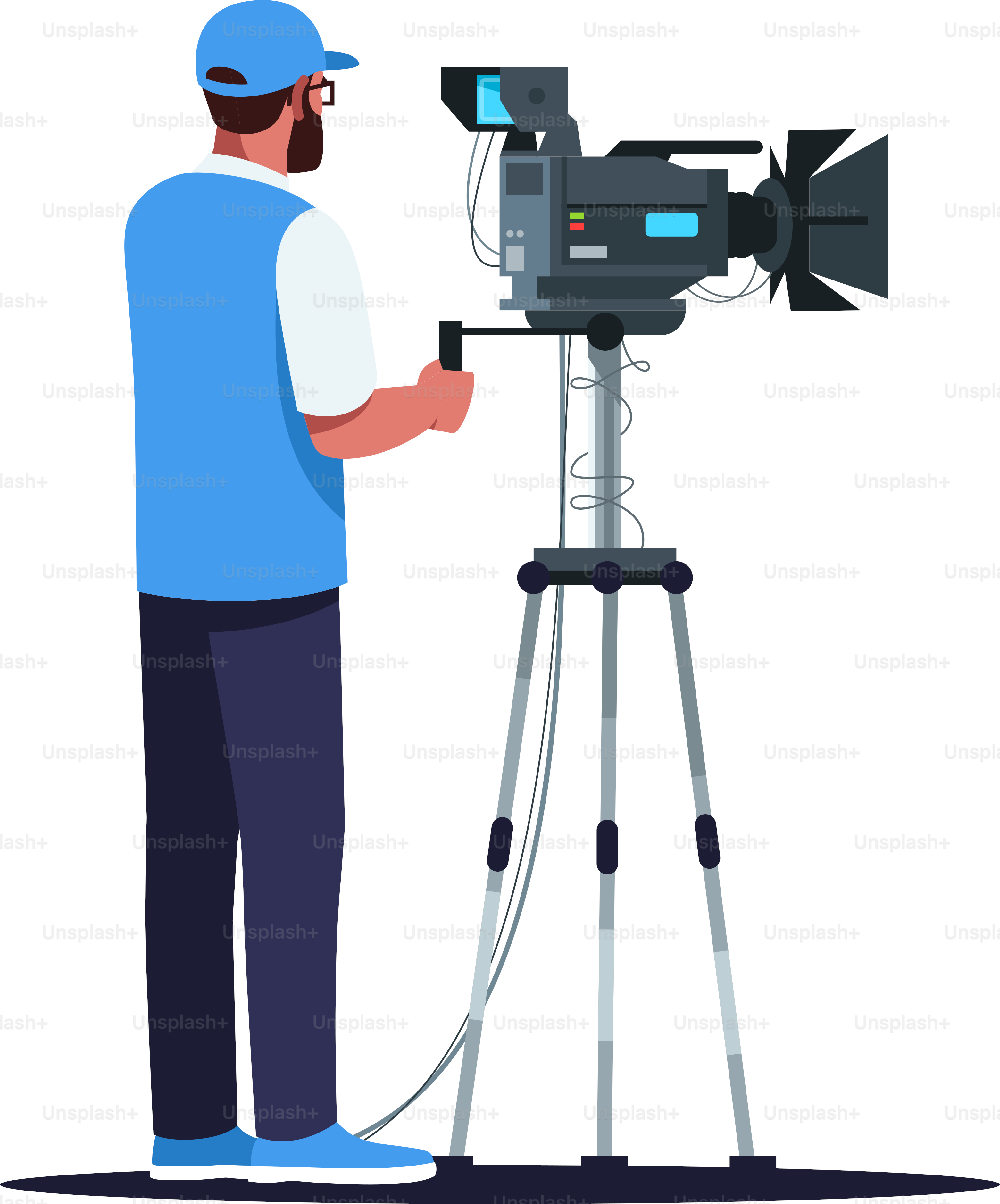 Cameraman semi flat RGB color vector illustration. Popular films ...