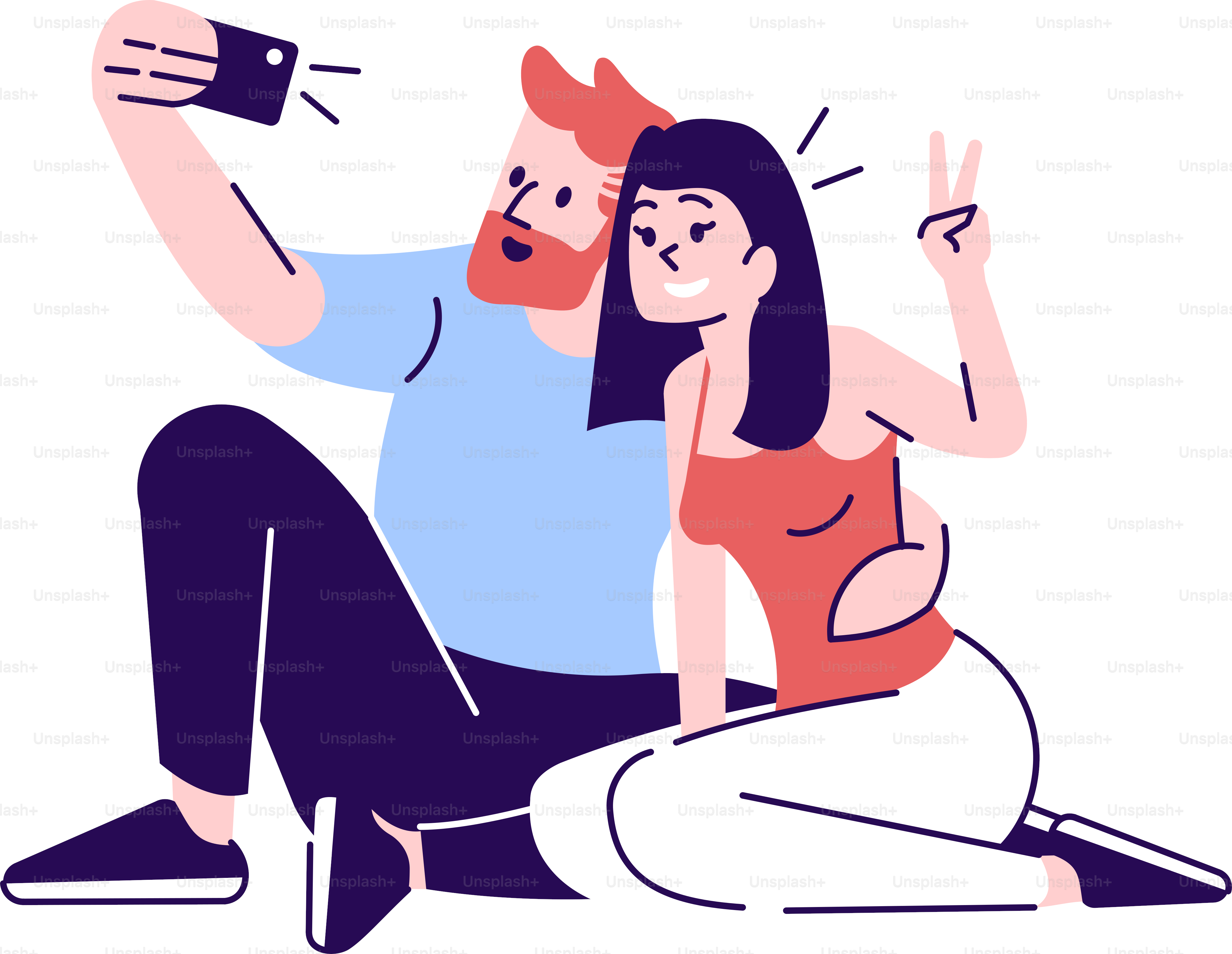 Perfect date semi flat RGB color vector illustration. Happy couple ...