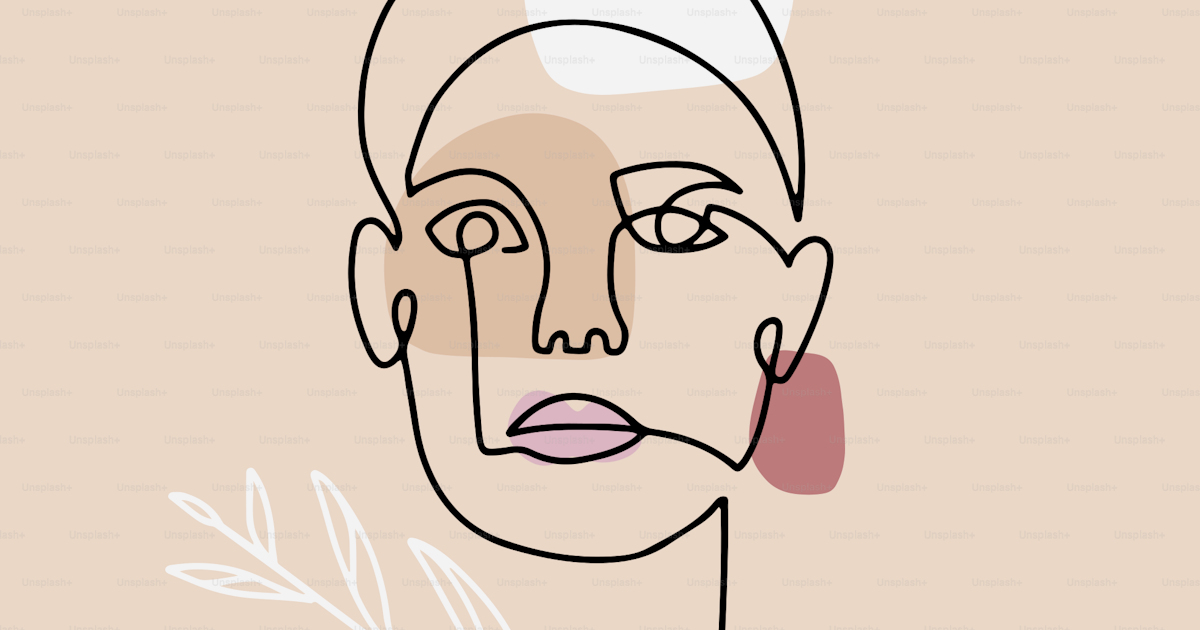 추상적인 꽃무늬 요소 패션 컨셉 파스텔 색상의 기하학적 낙서가 있는 여성 아름다움 미니멀리스트가 있는 여성 얼굴의 연속적인 선형 드로잉 한 줄 연속 그리기 벡터