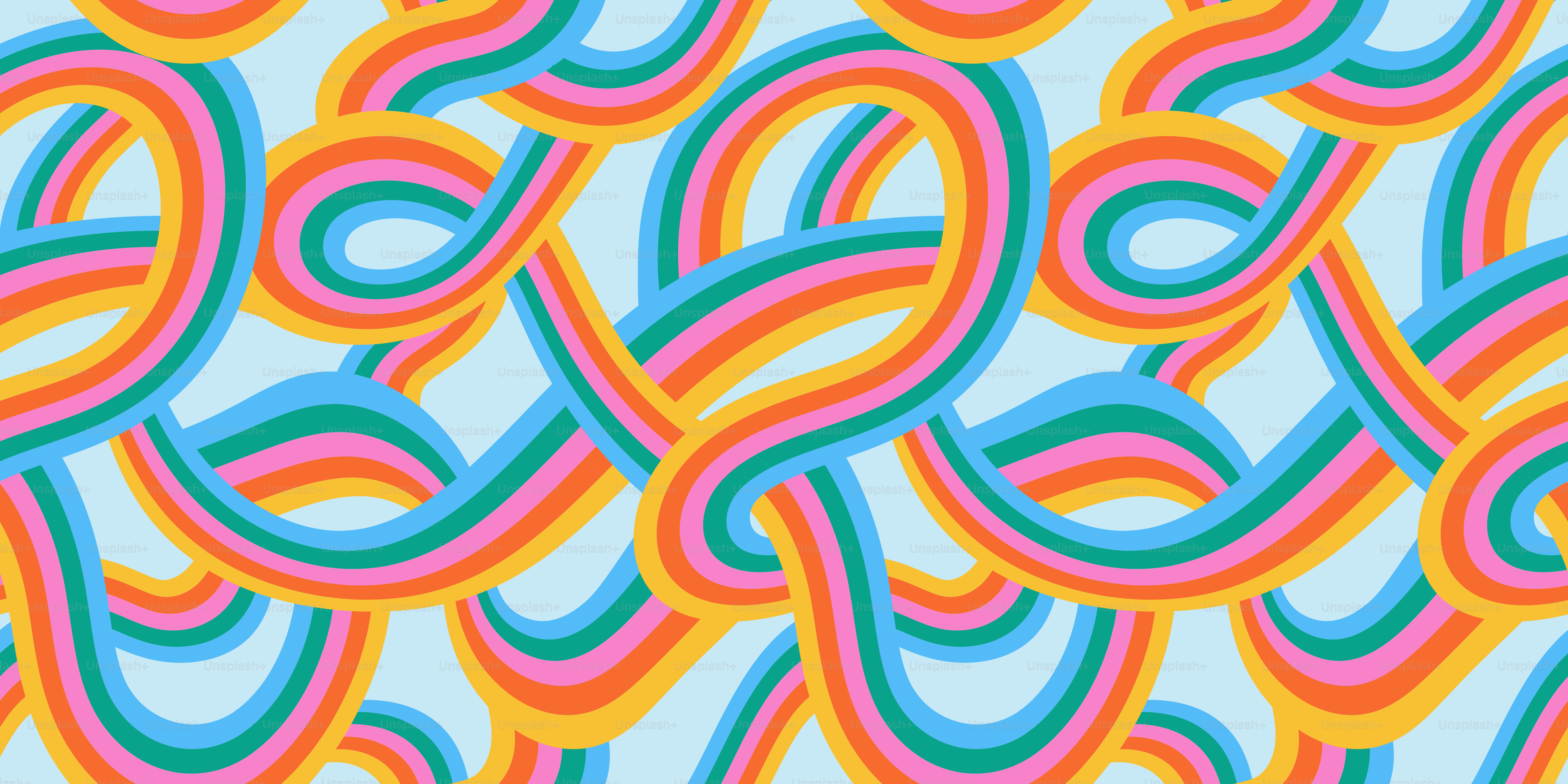 Retro 60s style rainbow seamless pattern with pastel color stripes ...