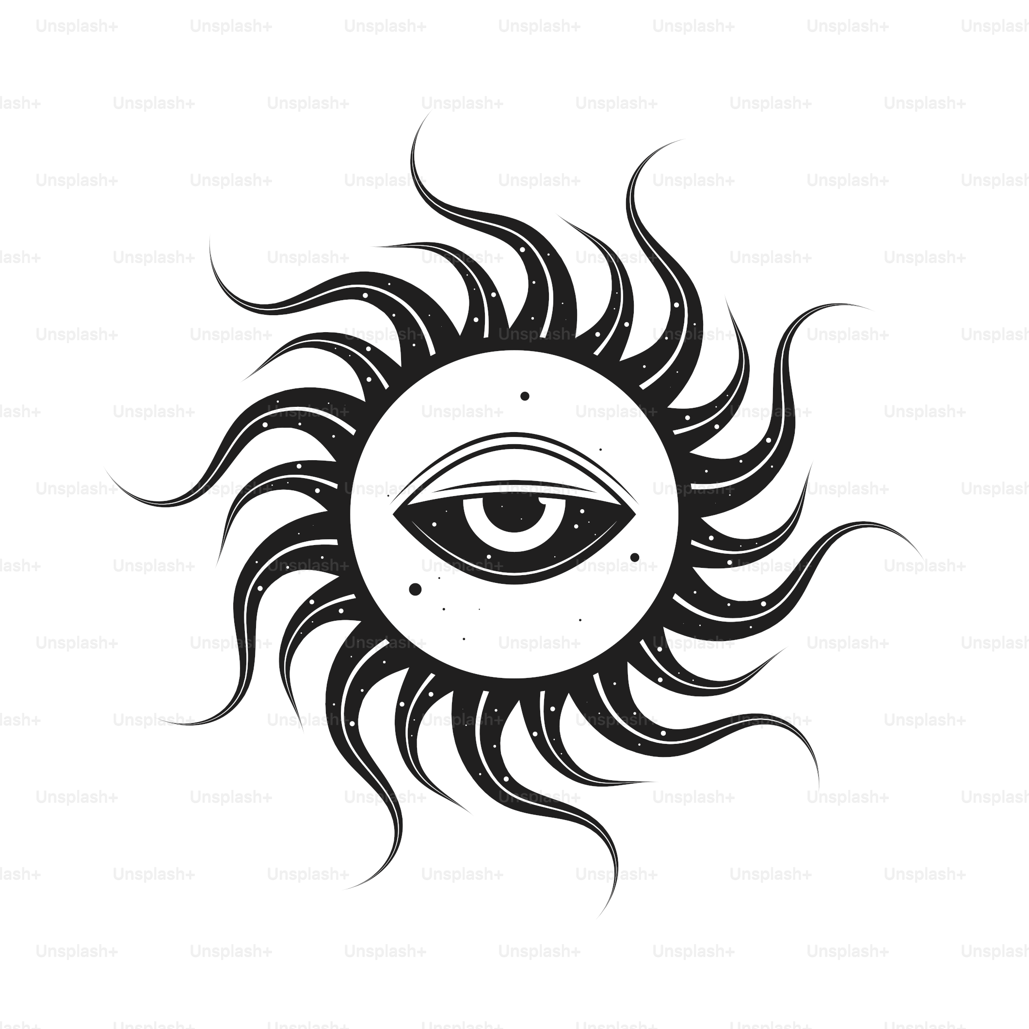 Sol y ojo esotérico icono incoloro aislado vector – Imagen de Sol en ...