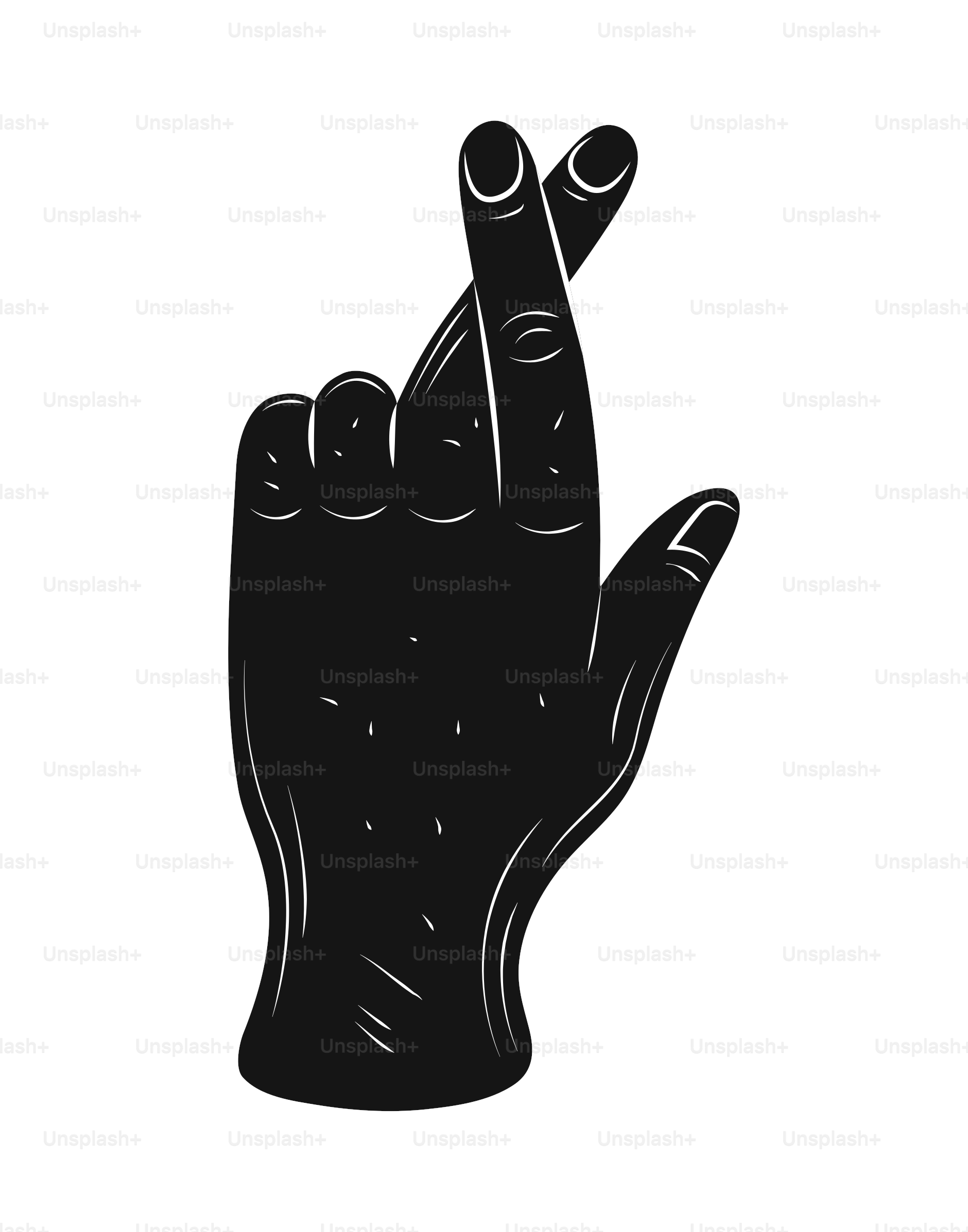 Hand crossing fingers colorless esoteric icon isolated vector ...