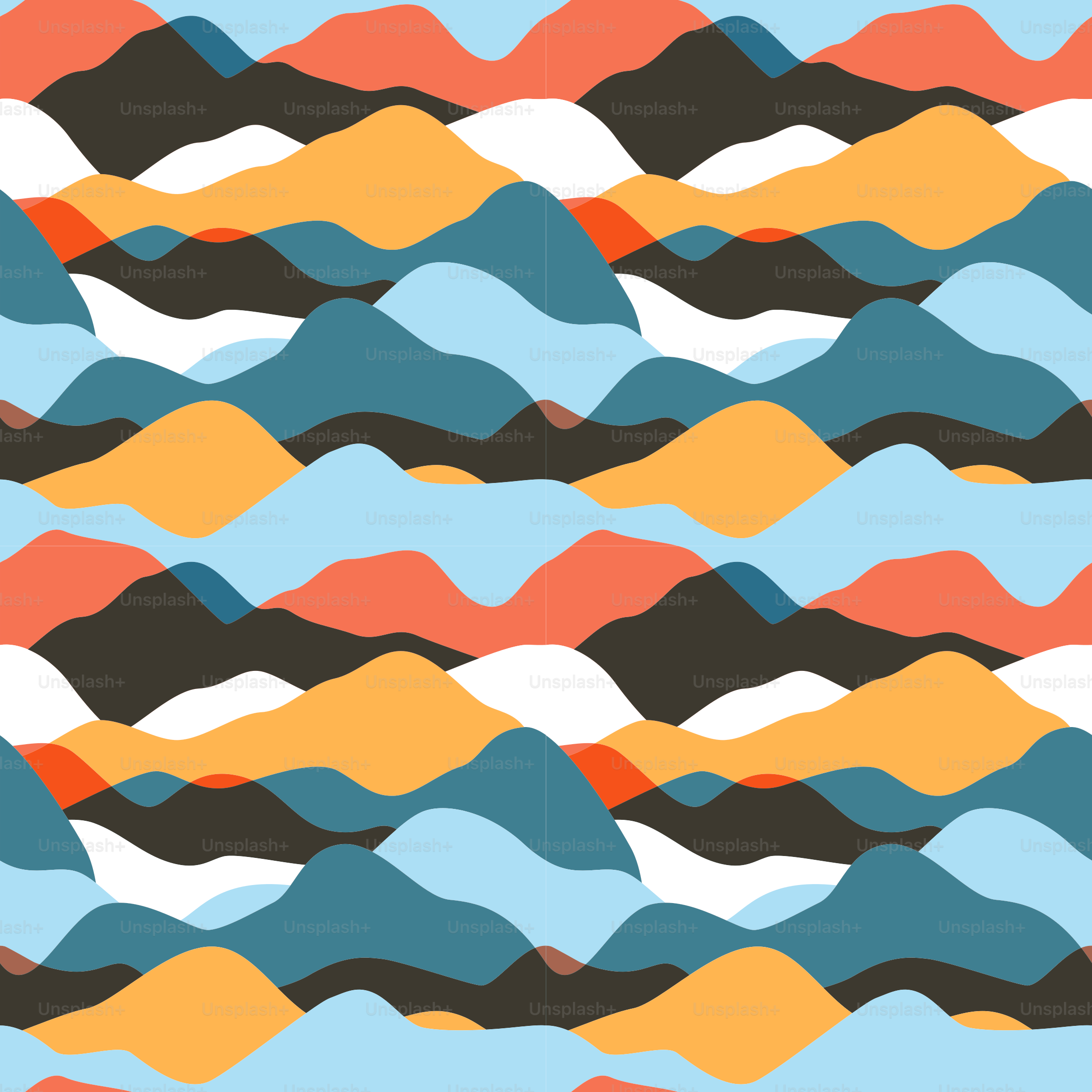 Abstract mountain landscape seamless pattern illustration. Colorful ...