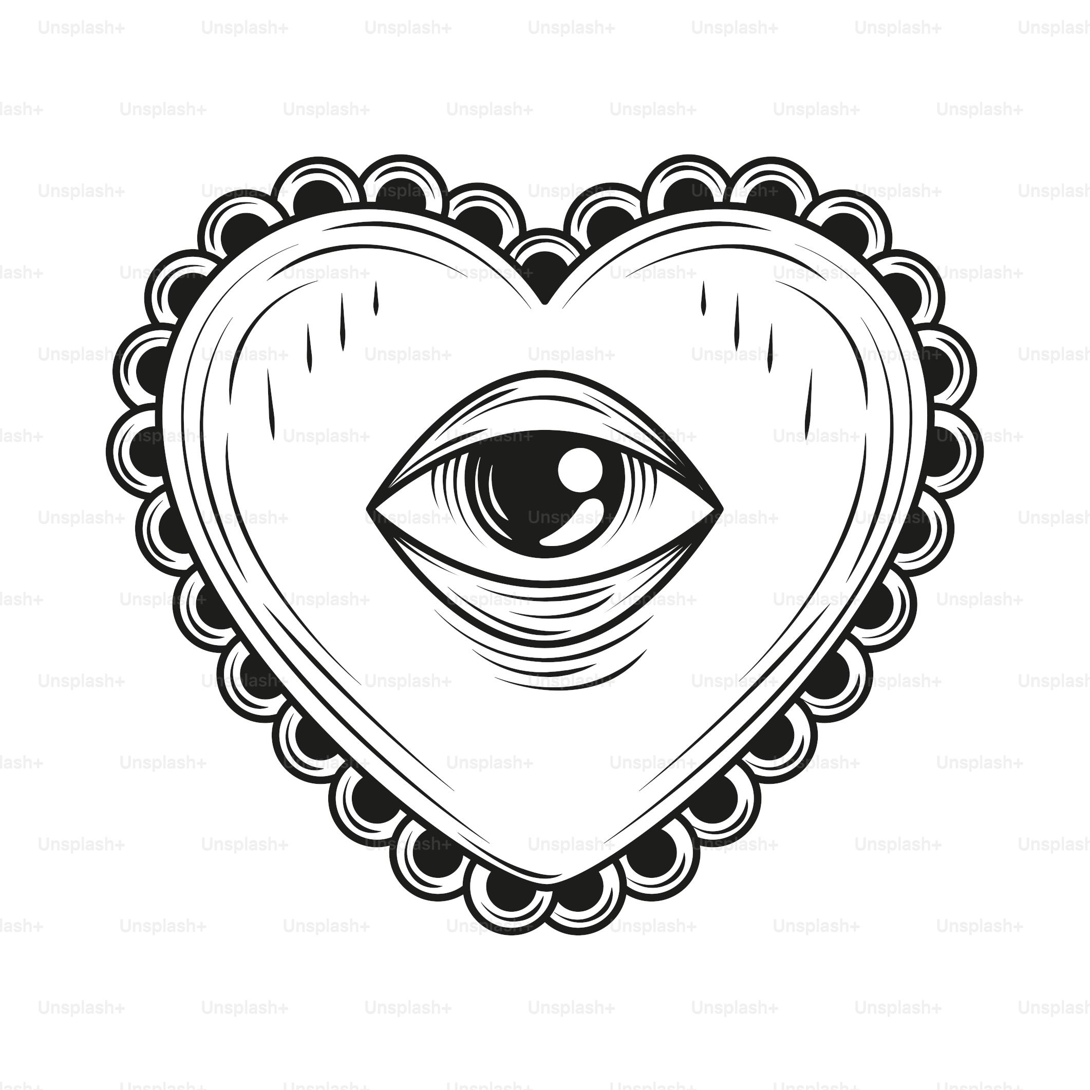 Corazón con ojo tatuaje minimalista icono aislado vector – Imagen de ...