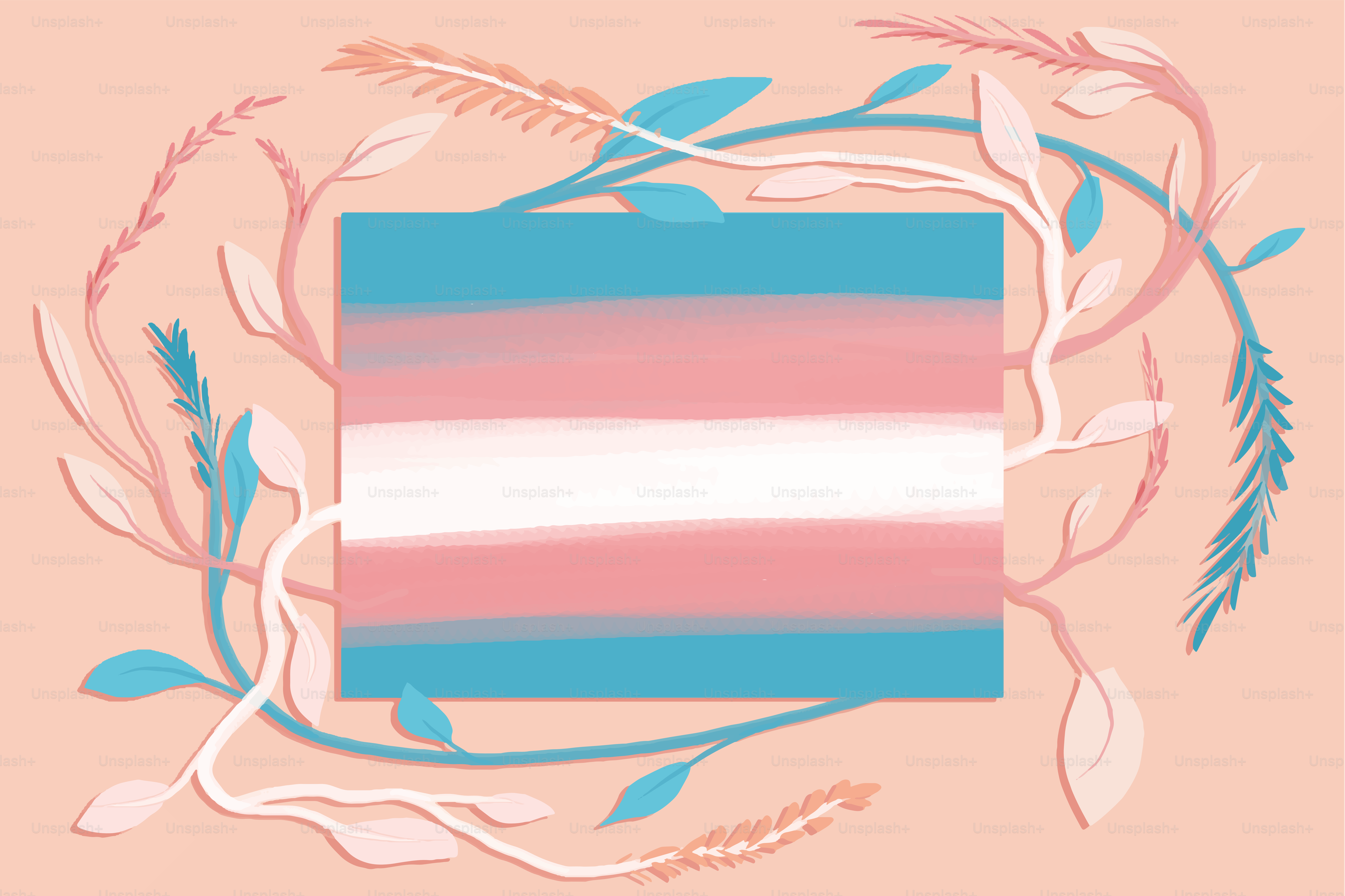 Illustration of a transgender flag with floral decoration in ...
