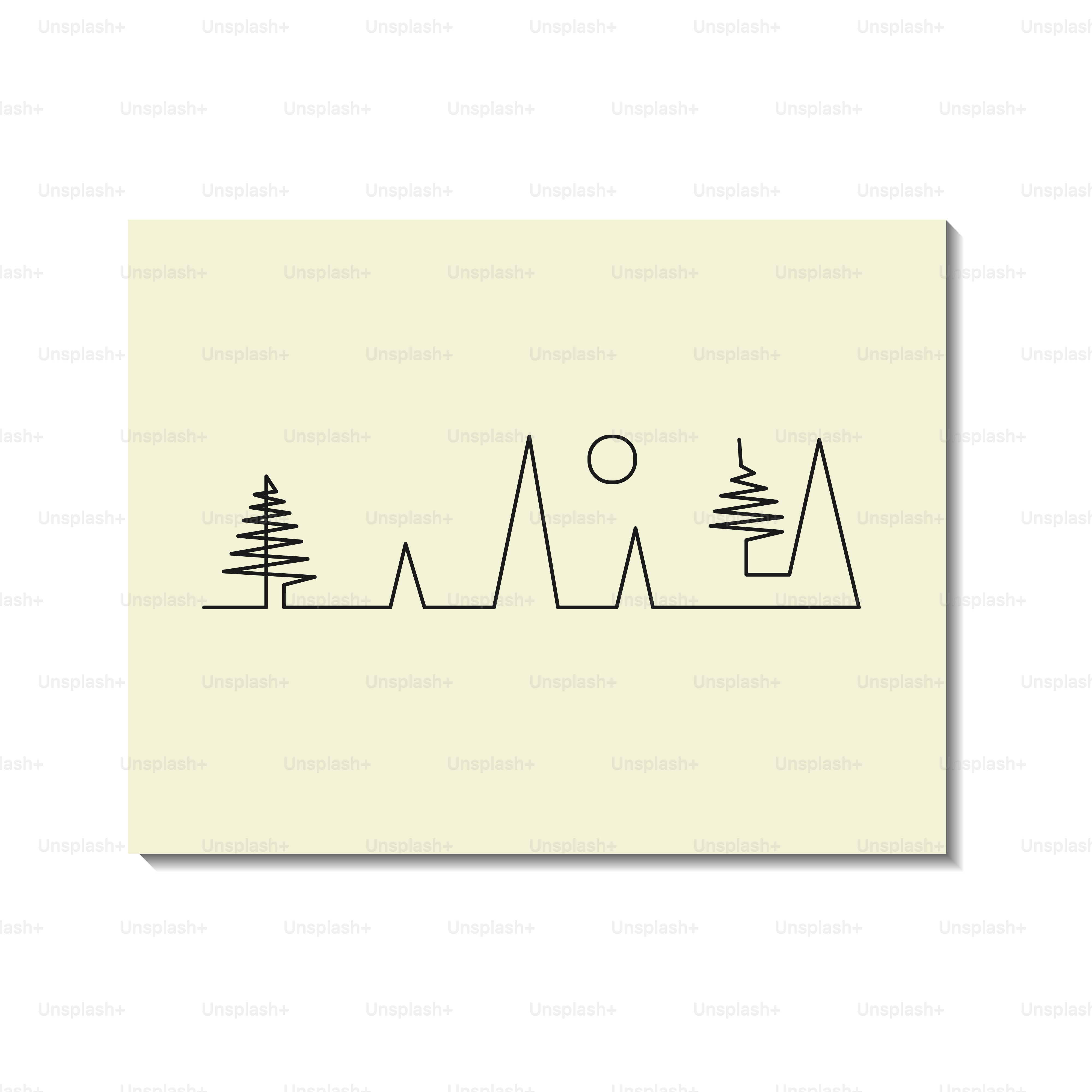 Simple illustration of mountains and trees in one continuous line photo ...